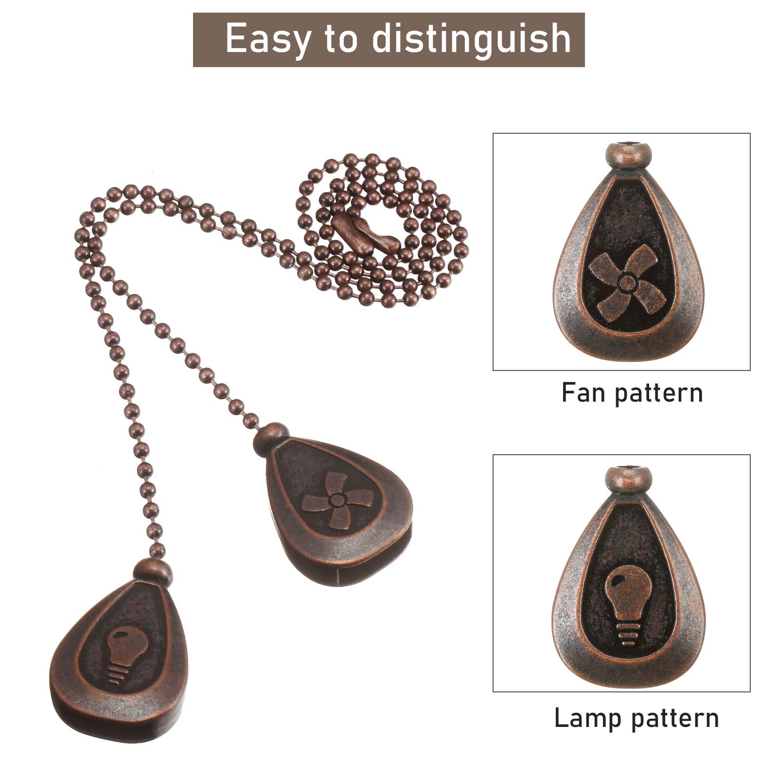 Snapklik.com : 4 Pieces Ceiling Fan Pull Chain Extender Ornament 12 ...