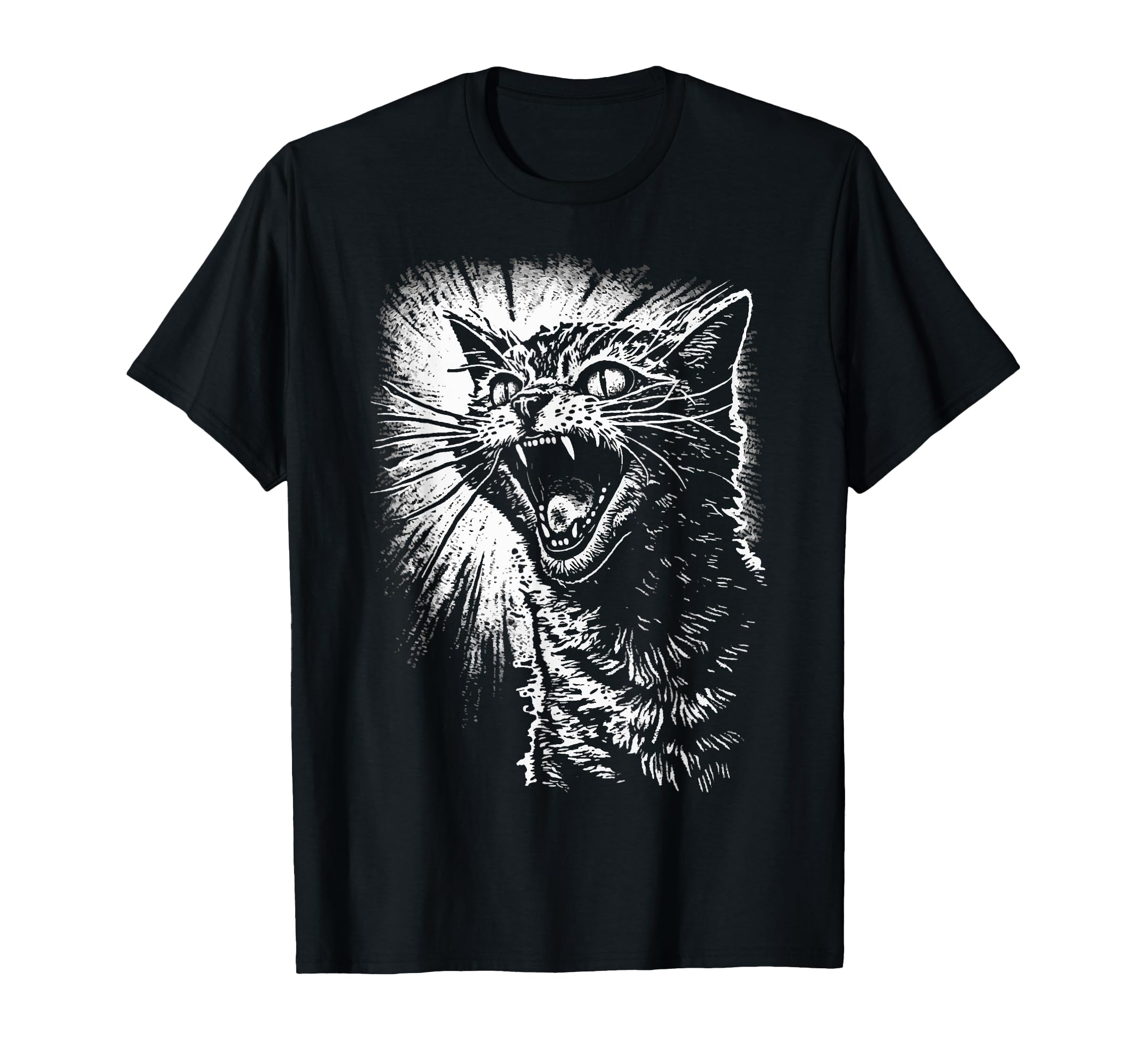 Amazon.com: Angry Aggressive Hissing Cat Ready To Attack T-Shirt ...