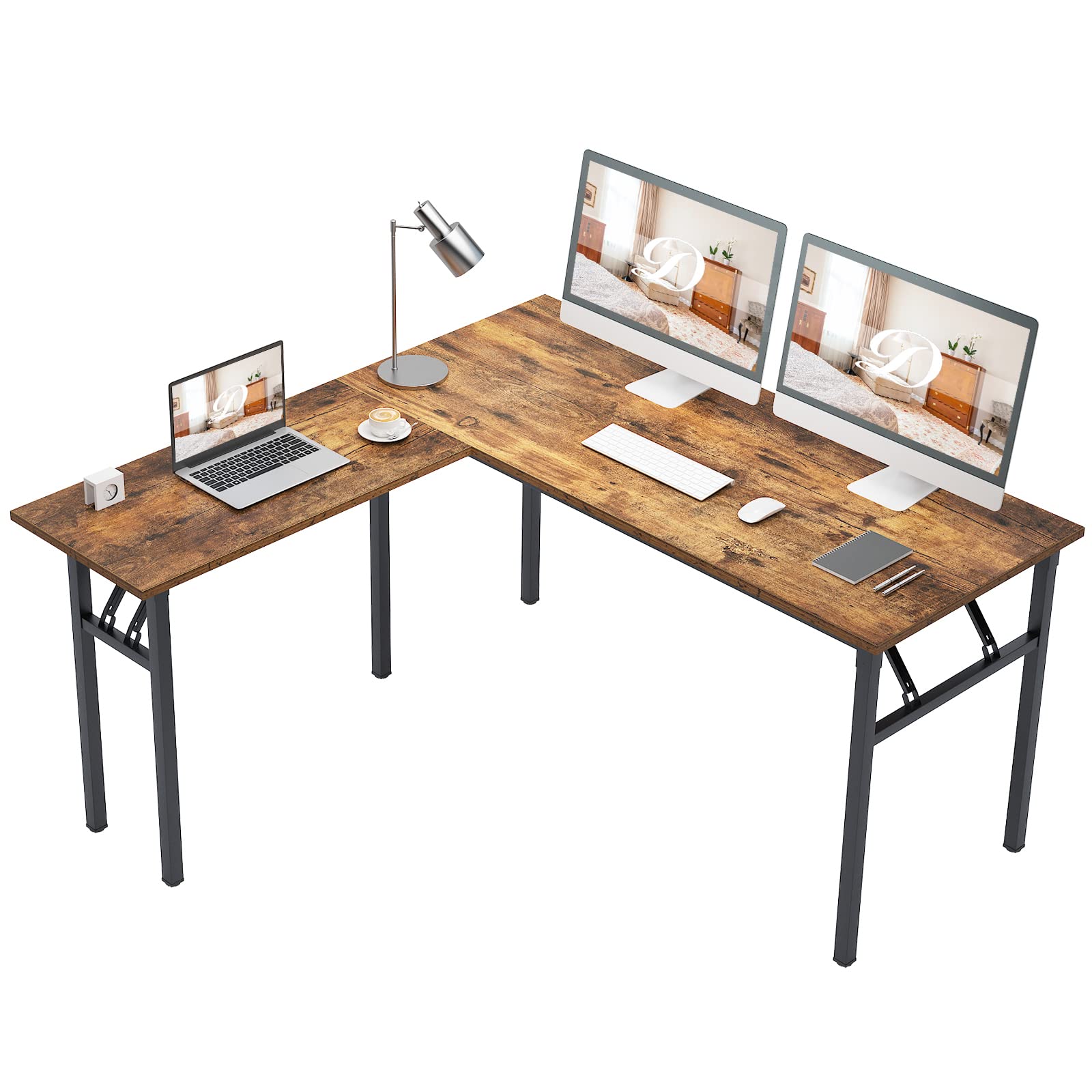 Amazon.com: DlandHome Reversible L-Shaped Desk Large Corner Desk ...