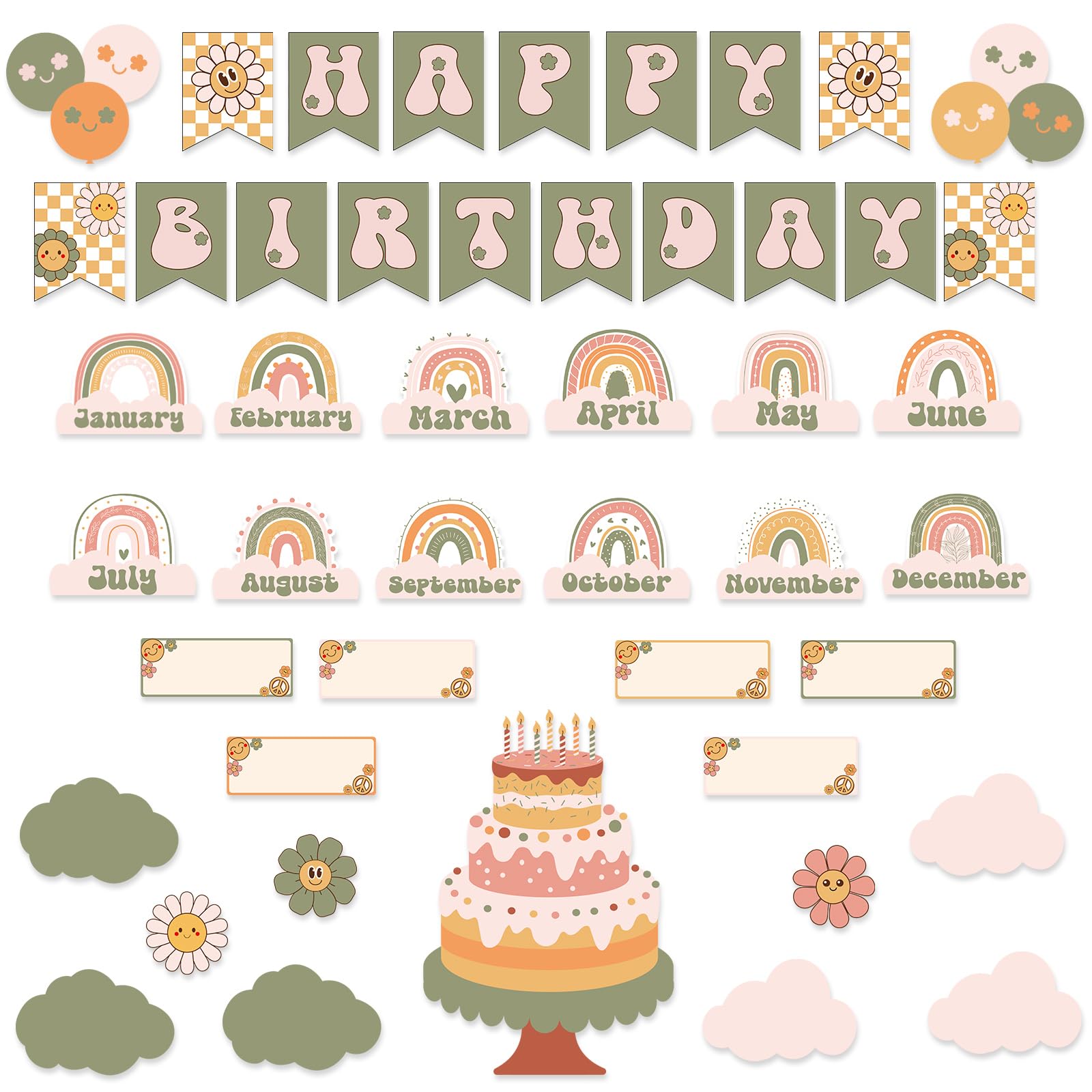 Snapklik.com : Nezyo Happy Birthday Classroom Bulletin Board Set, 80 ...