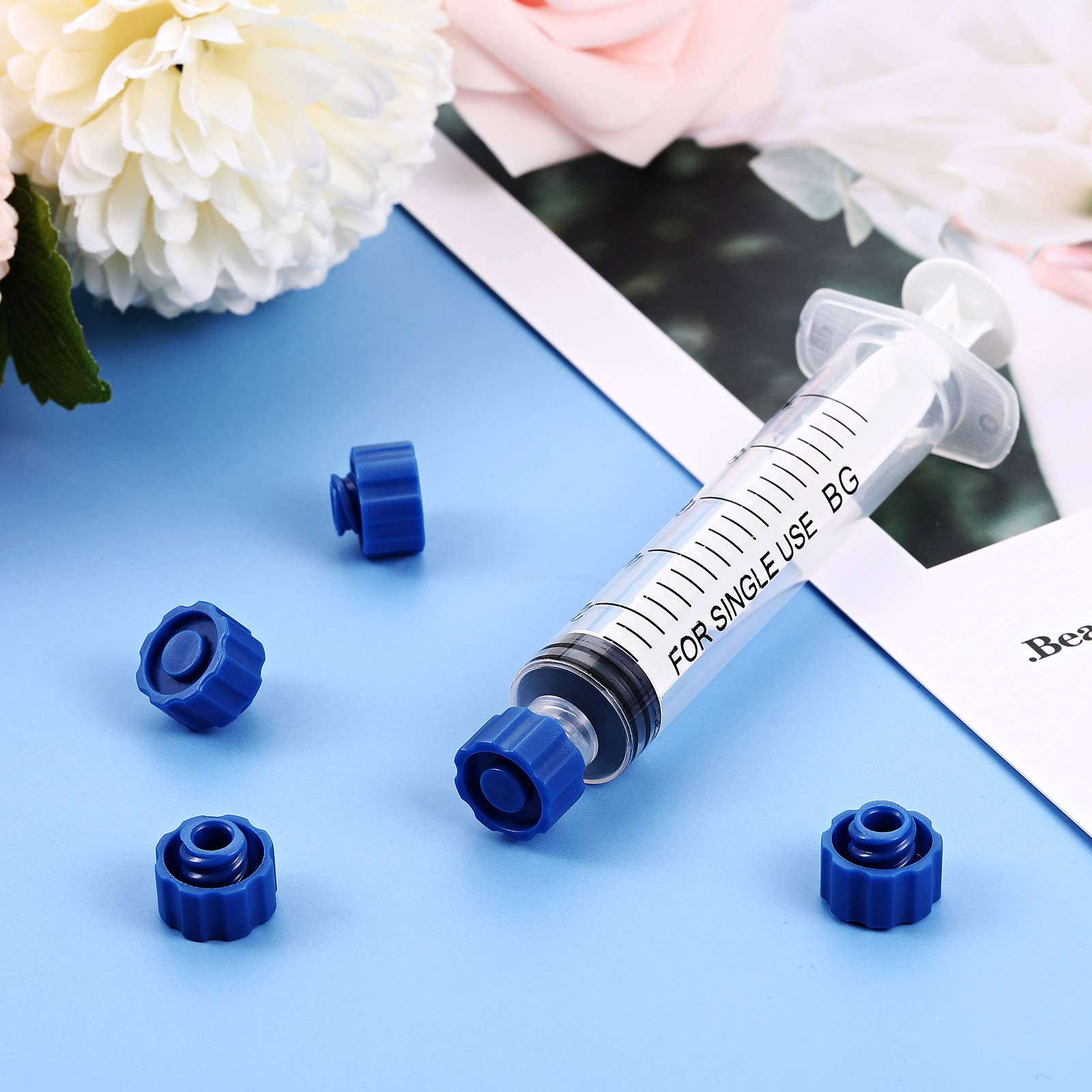 Snapklik.com : Syringe Tip Caps No Needle Lock Cap For Feeding Tubes Lab Supplies, Blue