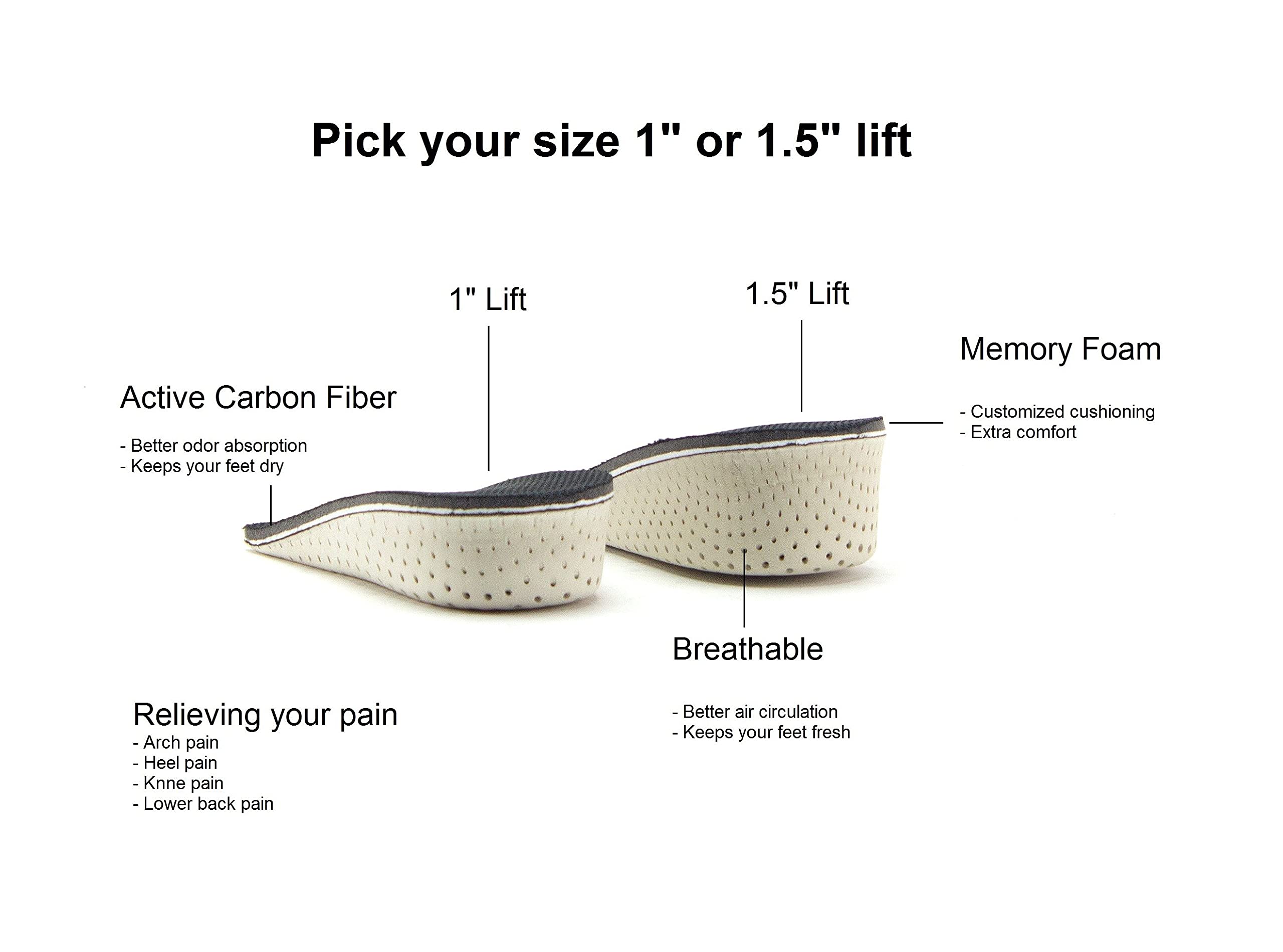 Snapklik.com : Mens & Womens Height Increg 1" Insoles Elevator Shoes ...