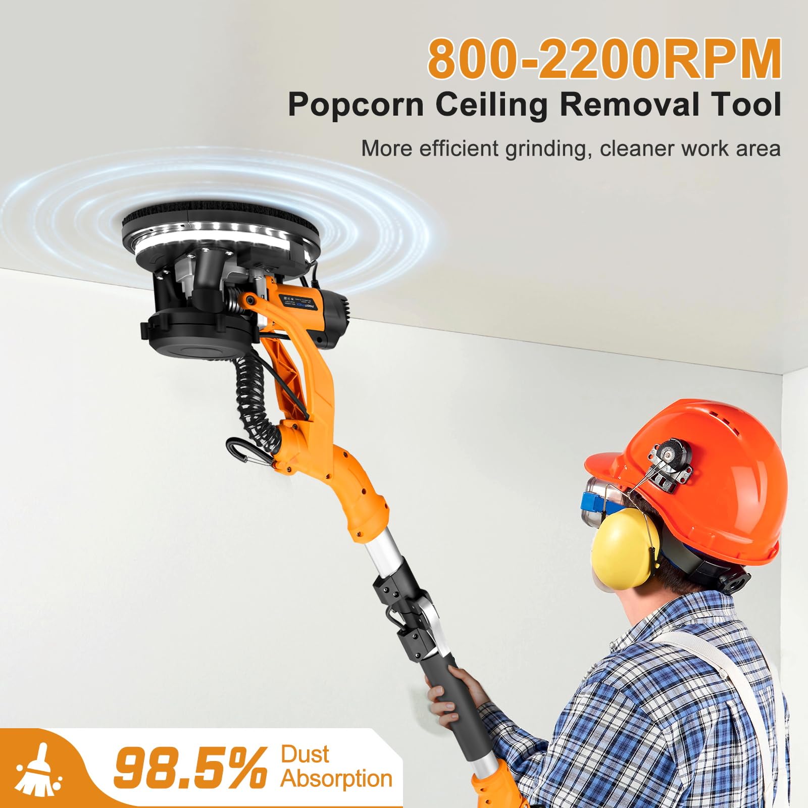 Electric Drywall Sander, 2200RPM Drywall Sander with Vacuum, 1000W ...