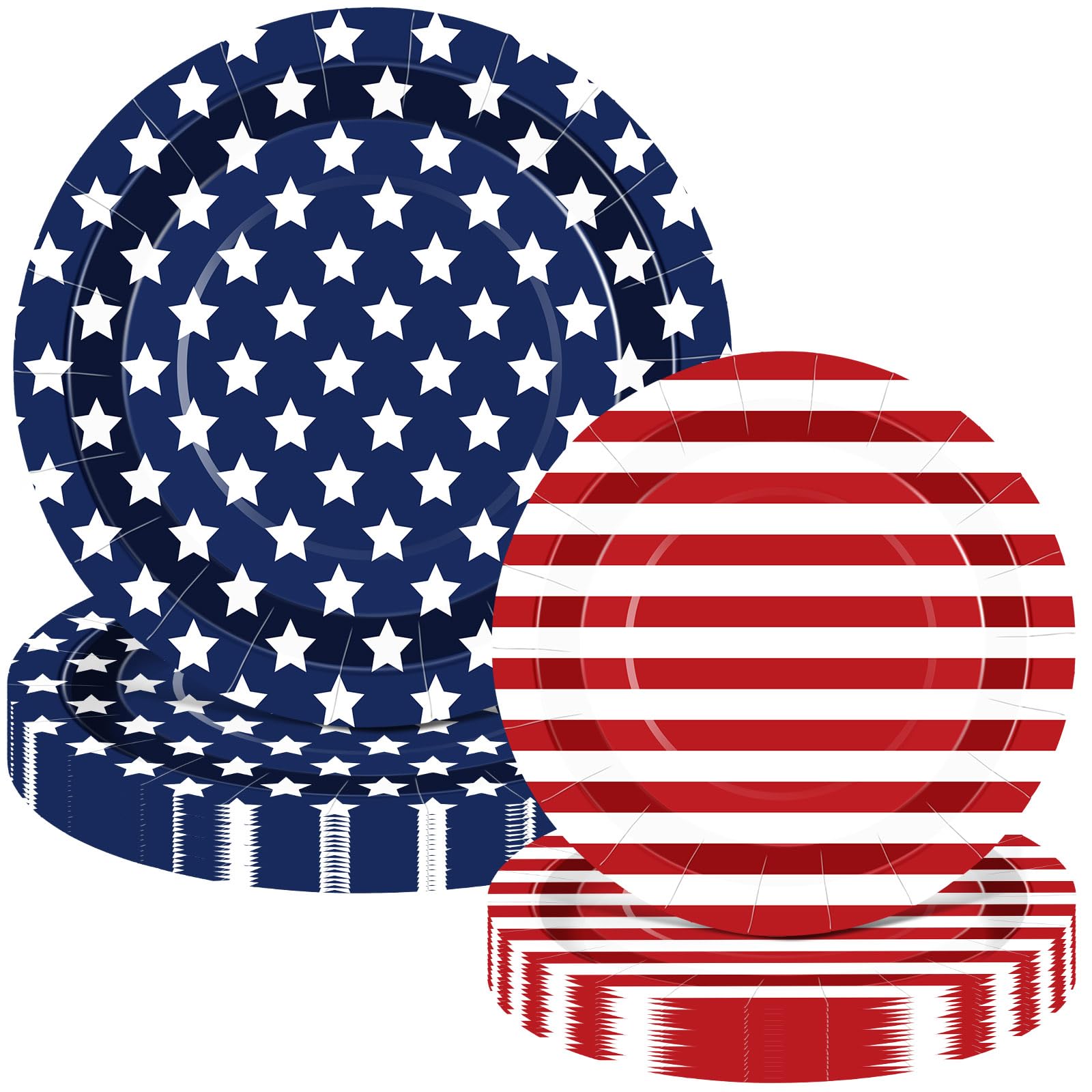 Amazon.com: Mumufy 100 Pack 4th of July Paper Plates Patriotic Paper ...