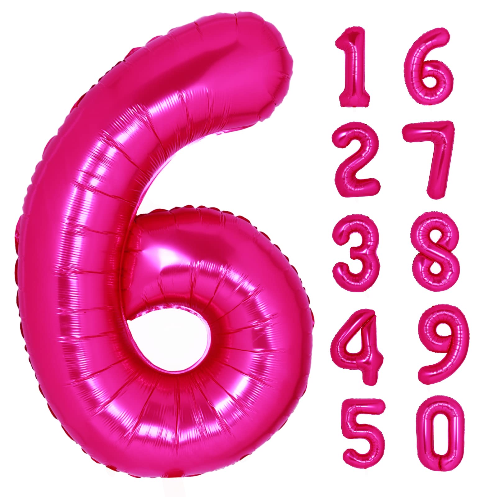 Amazon.com: 40 Inch Giant Hot Pink Number 6 Balloon, Helium Mylar Foil ...