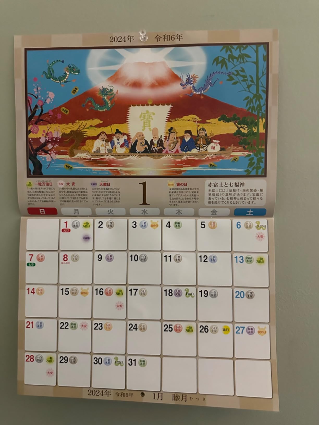 Amazon.com: 2024 Edition Japan traditional lucky money wall calendar Mt ...