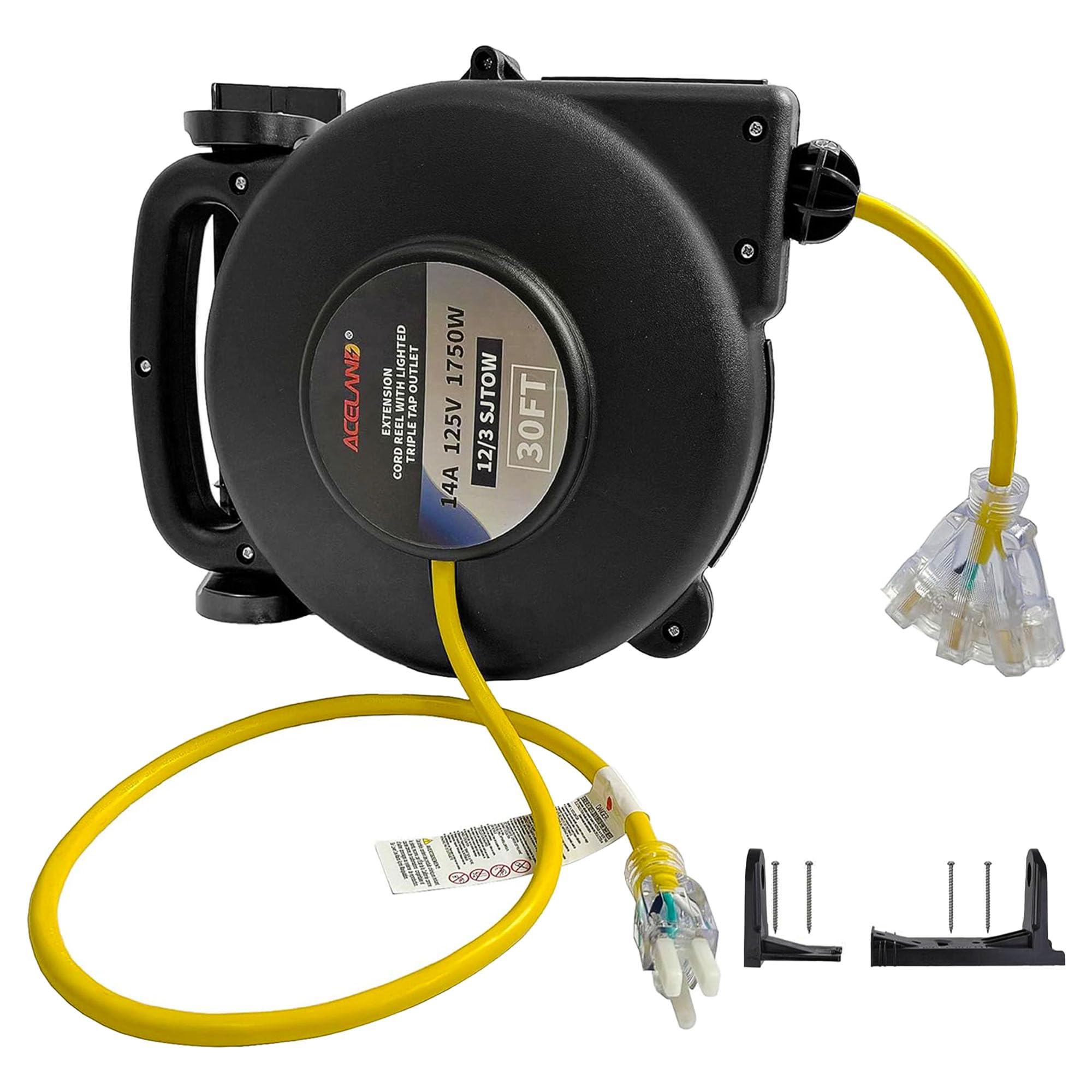 Amazon.com: Aceland 12 Gauge 30 FT SJTOW Retractable Extension Cord ...