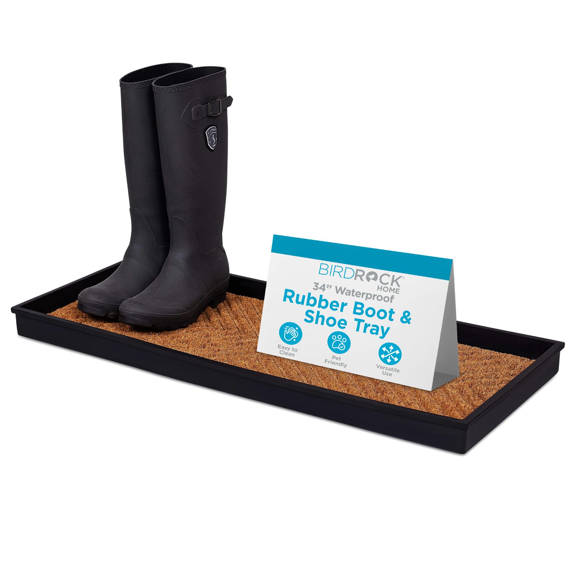 Amazon.com: Rubber Boot & Shoe Tray | Coir Insert | 34" x 14 ...