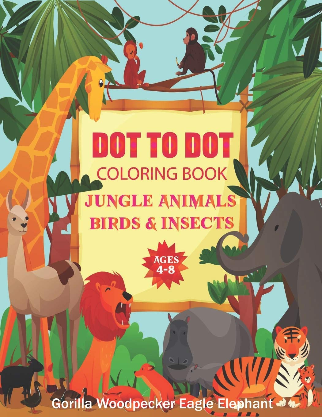 Dot To Dot Coloring Book Jungle Animals Birds And Insects | Desertcart ...
