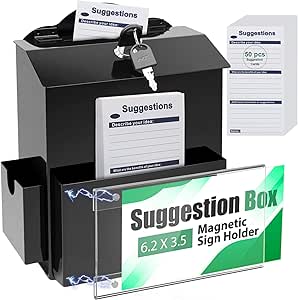 Amazon.com: Superlong Suggestion Box with Slot and Lock, Metal Donation ...