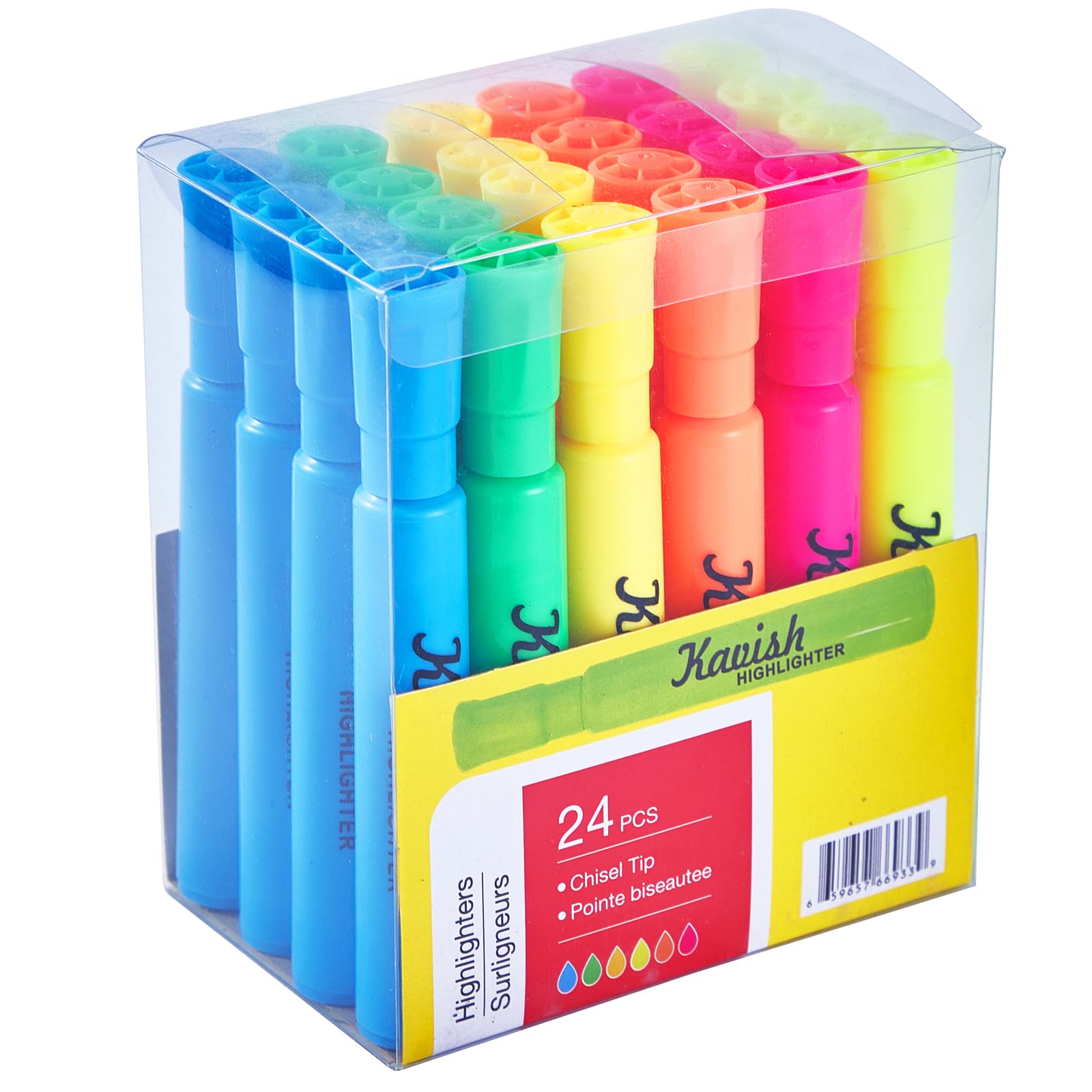 Kavish Highlighters, 24 Pack Highlighters, Assorted Colors: No Bleed ...