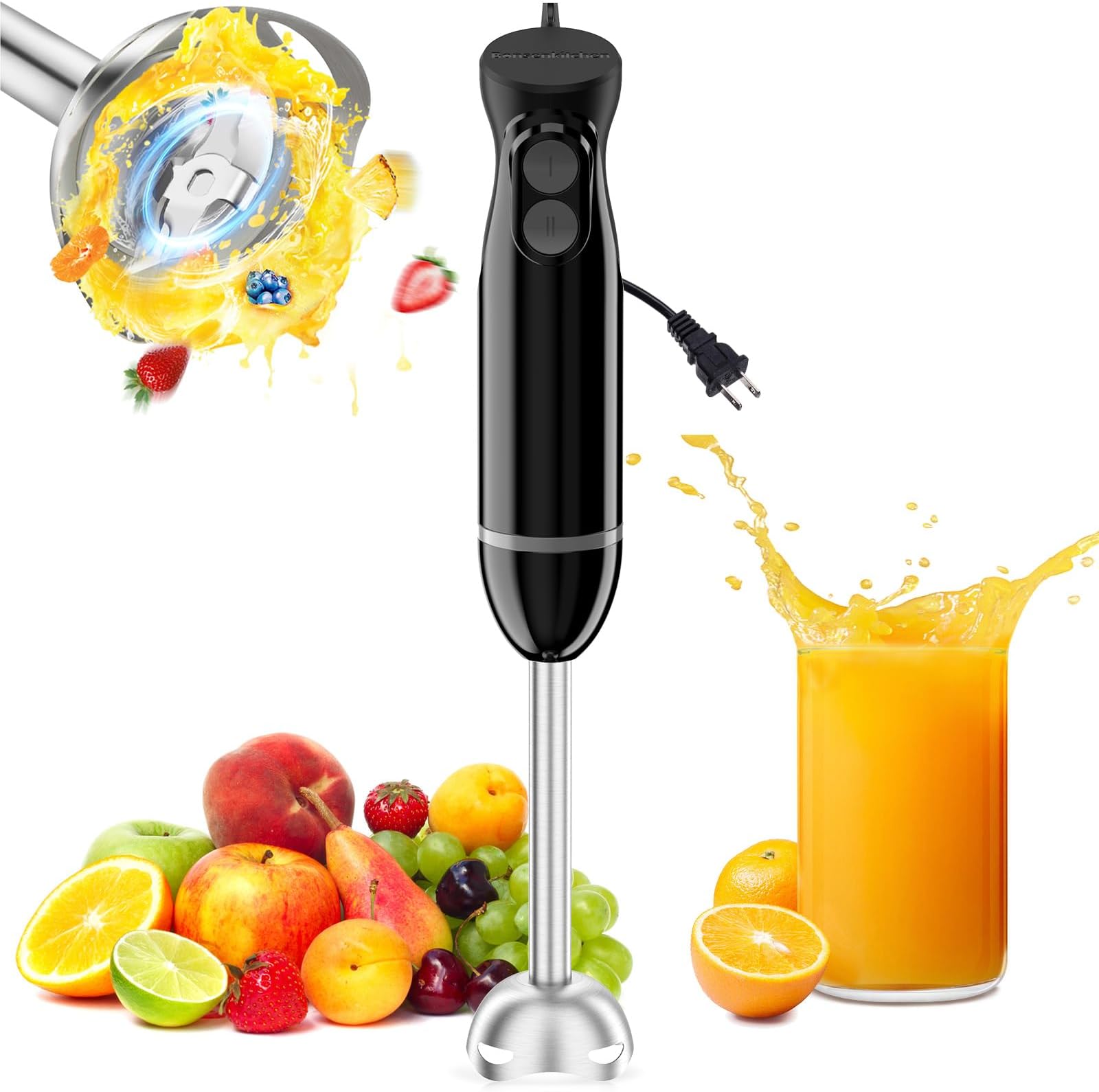 Amazon.com: Elite Gourmet EHB2400W Electric Immersion Hand Blender ...