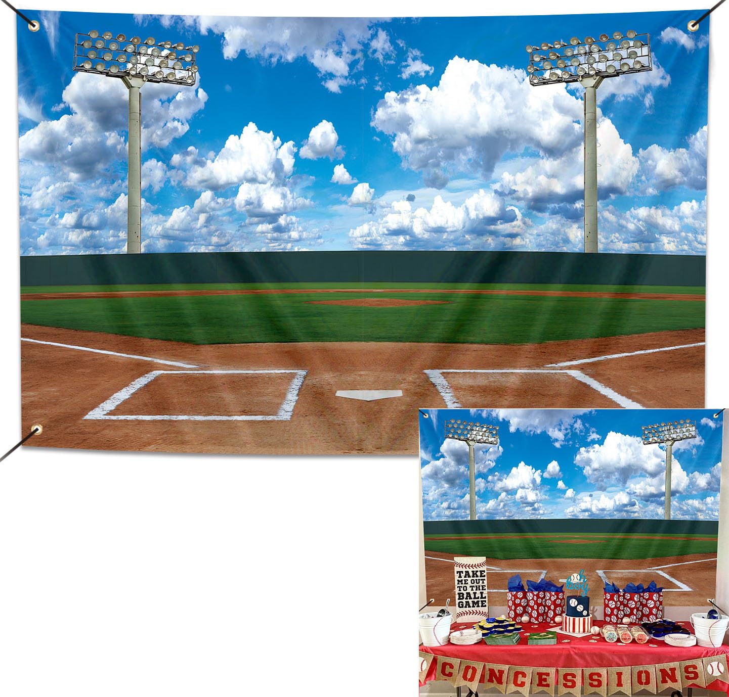 Amazon.com : PGSWEER 7x5FT Baseball Field Photo Backdrop Outdoor Sport ...