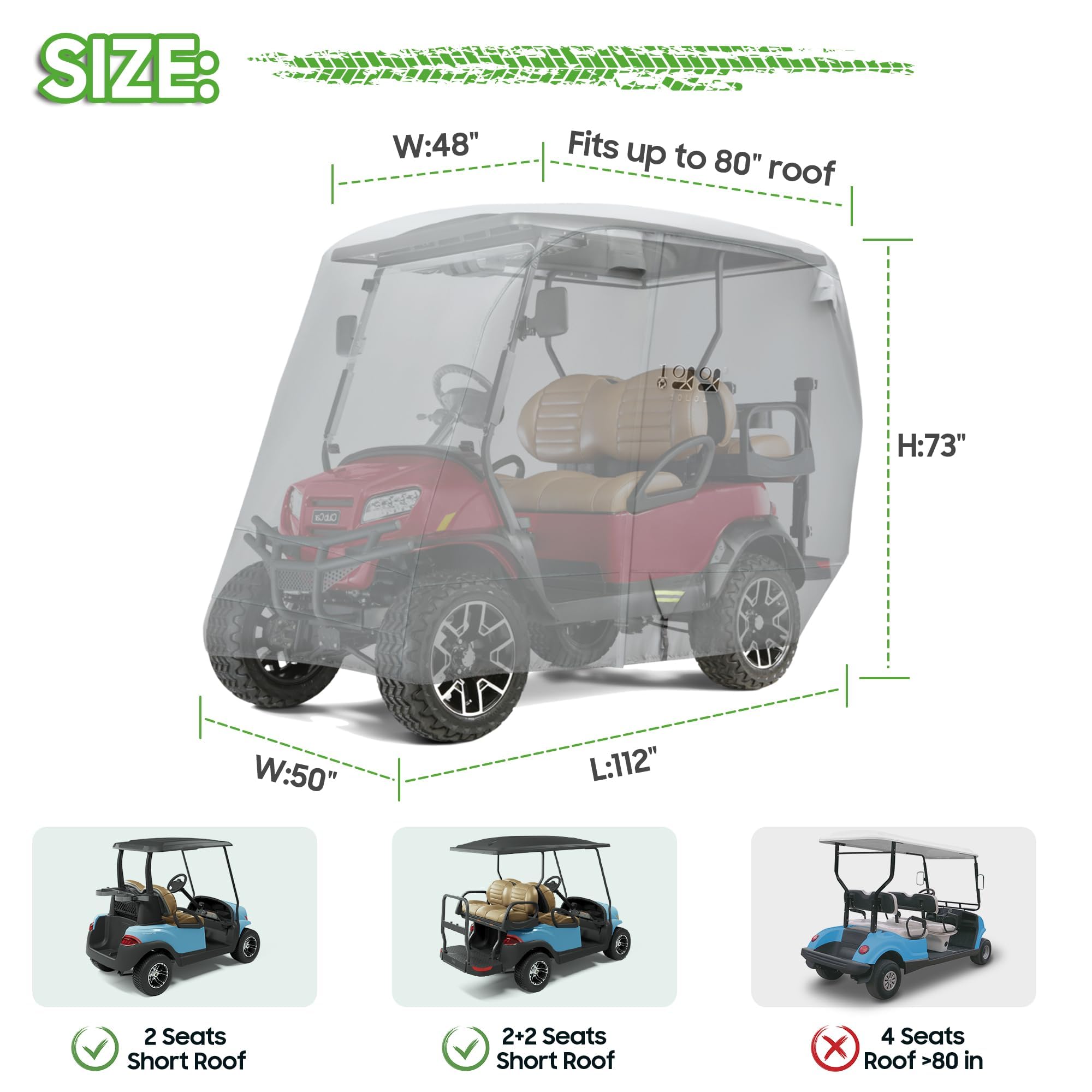 600D Golf Cart Cover. Water, Wind, Rain, Dust and Sun Golf Cart Covers ...