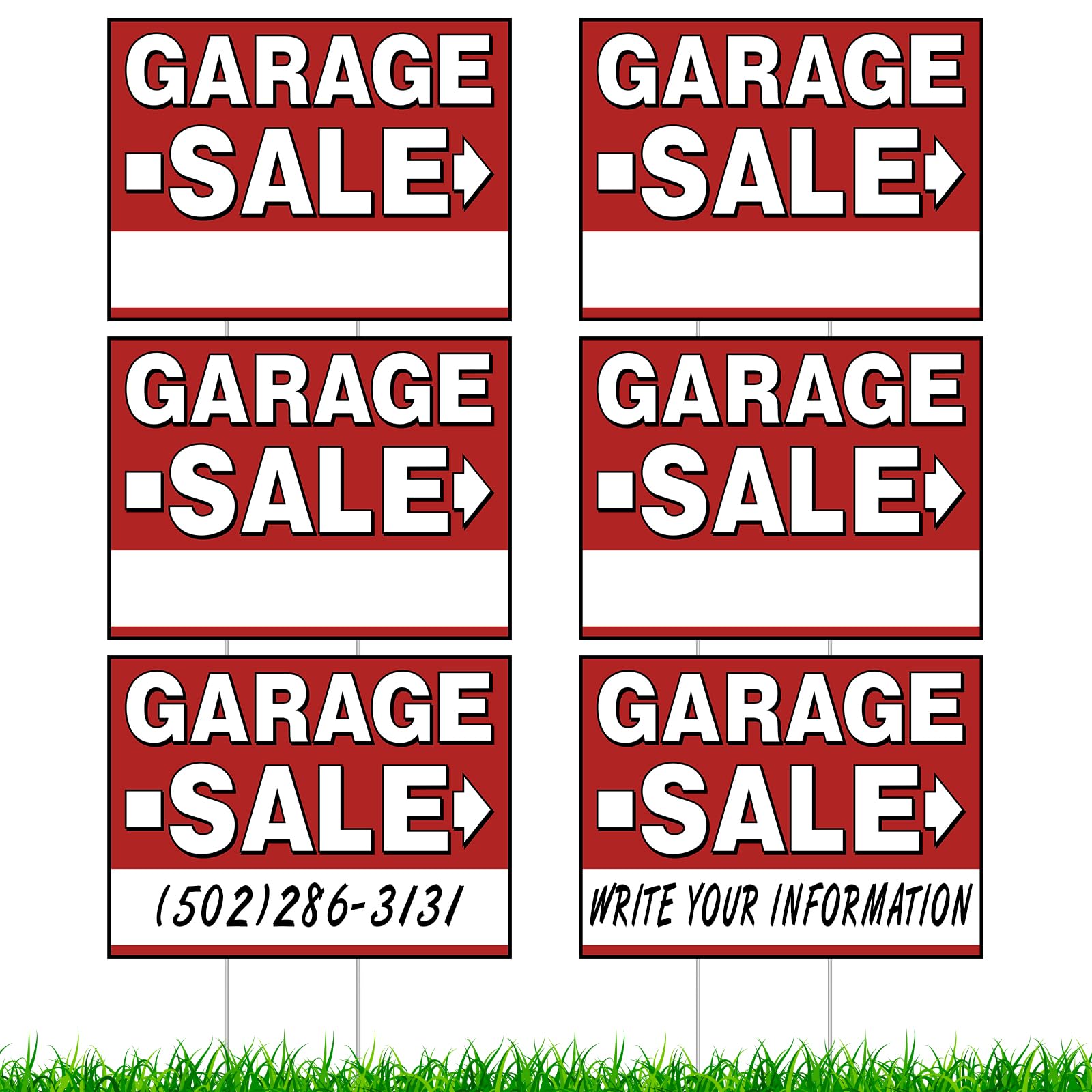 Snapklik.com : 6 Pack Garage Sale Sign, IKAYAS Double-Sided 17" X 13 ...