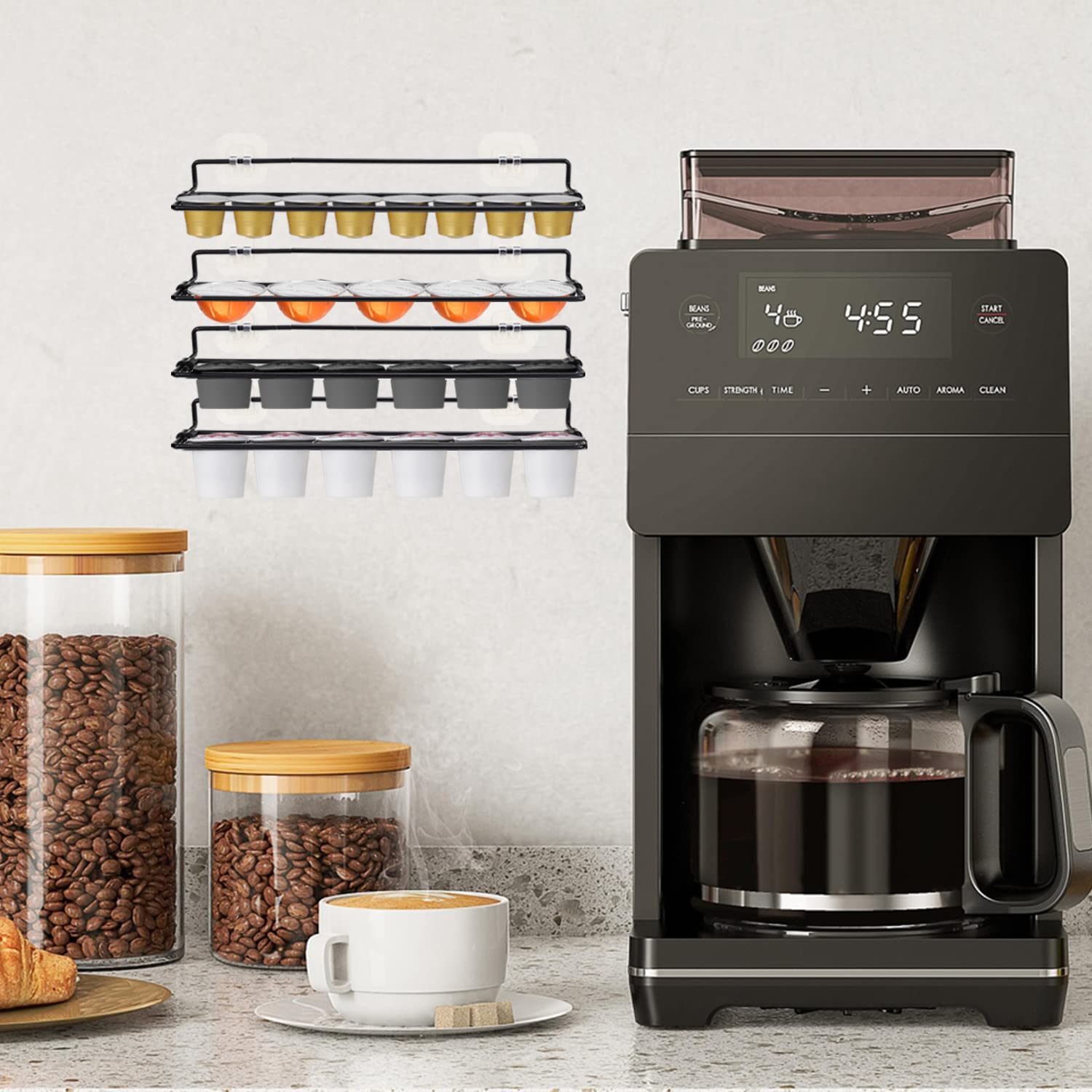 Snapklik.com : K Cup Holder, Wall Mount K Cups Holder, Adjustable For ...