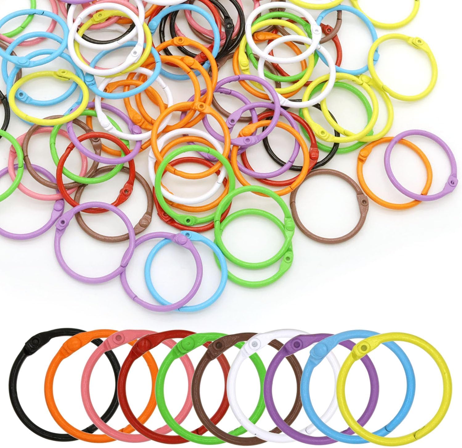 Amazon.com : 100 Pcs Colorful Binder Rings, 10 Colors Metal Loose Leaf ...