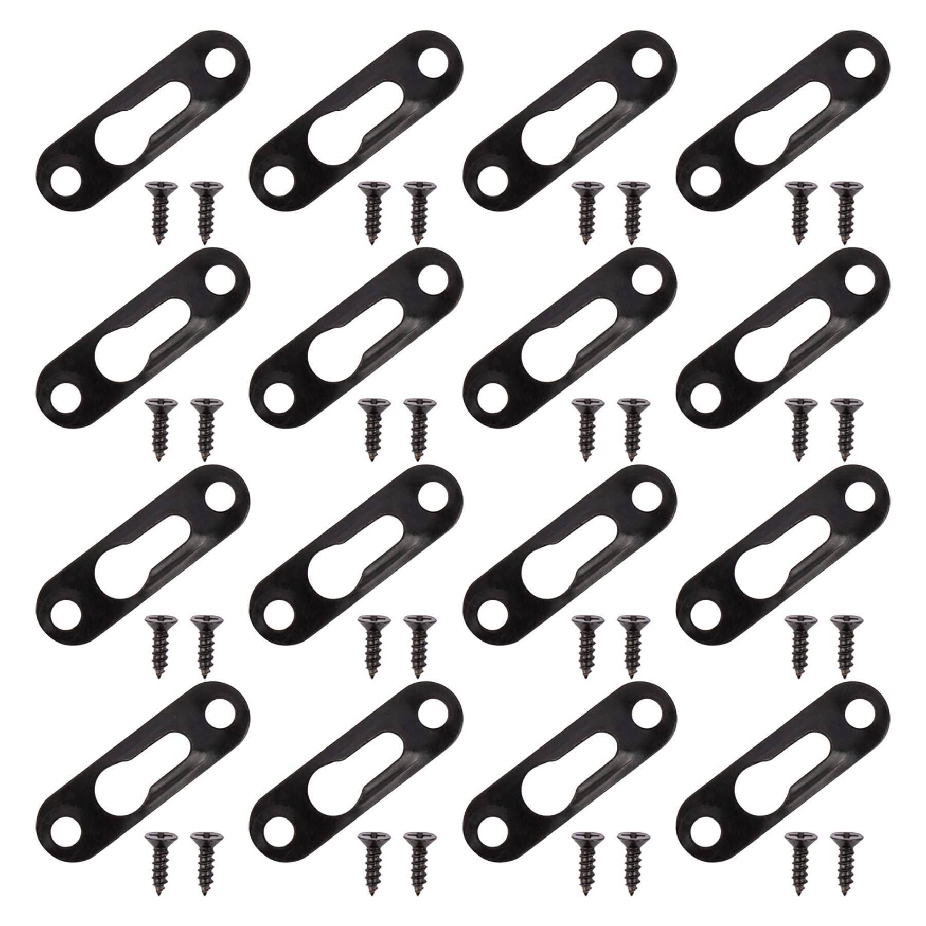 Framendino, 50 Pack Black Metal Single Keyhole Hangers with Screws ...