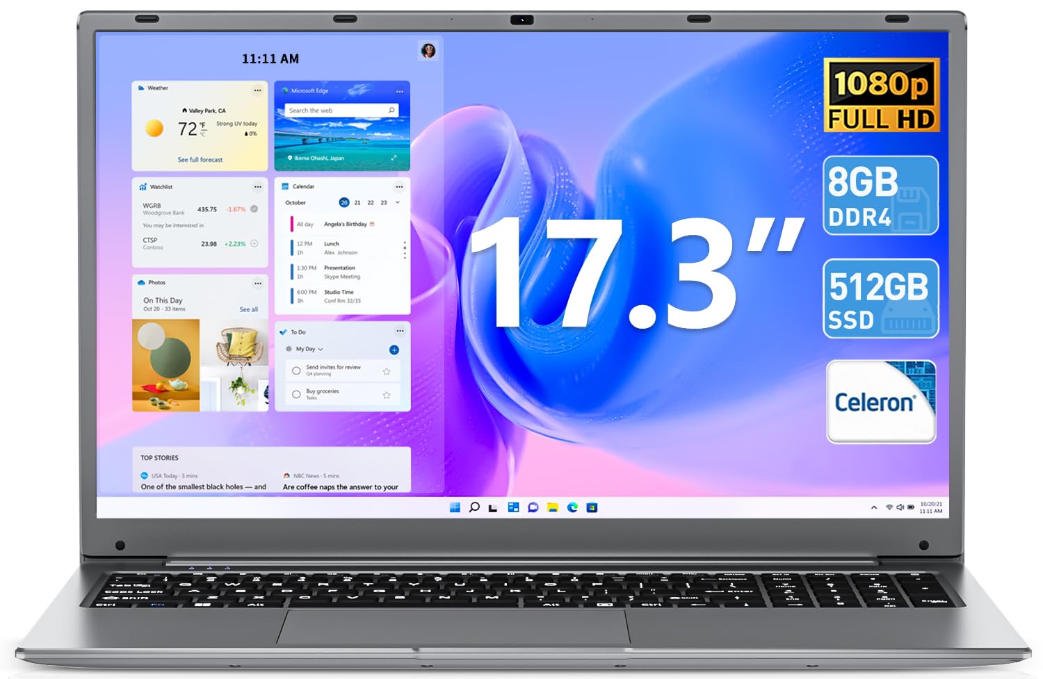 Amazon.com: SGIN Laptop, 17.3 Inch Laptops Computer, 8GB DDR4 512GB SSD ...