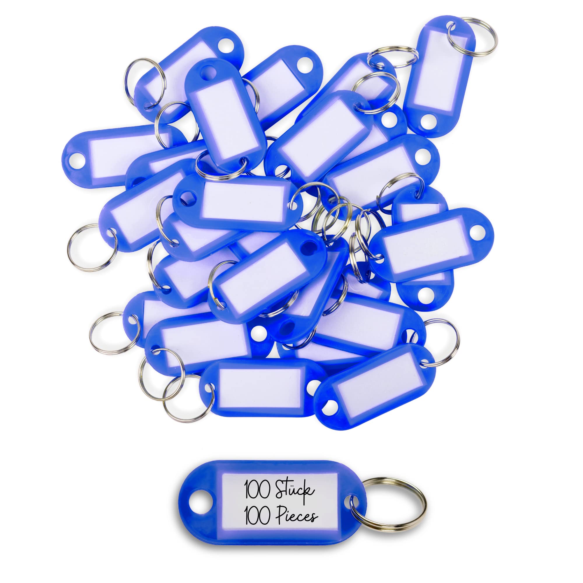 WINTEX Key Ring with Tags - 100 pcs - Heavy Duty Plastic Fobs with ...