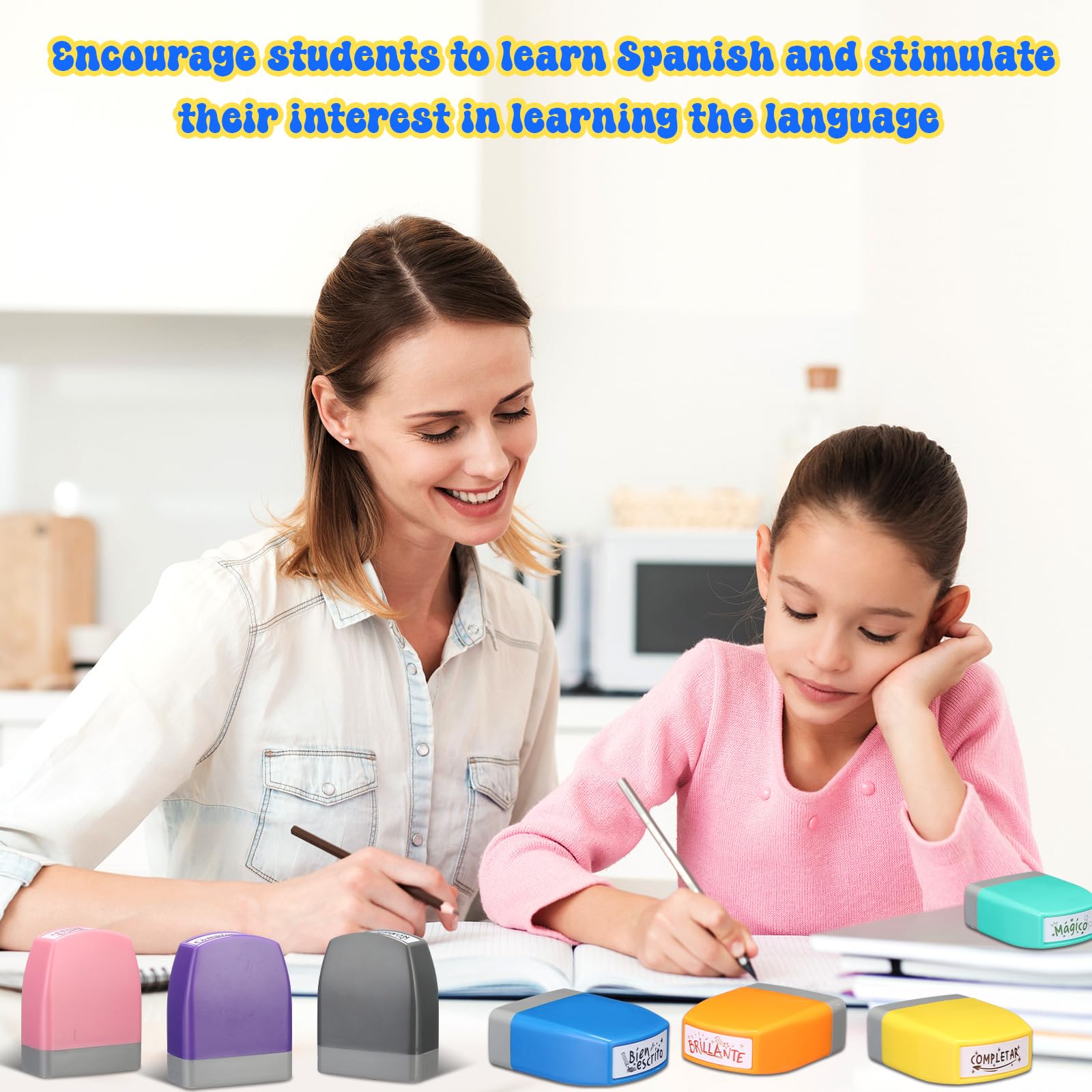 Snapklik.com : 24 Pcs Teacher Stamps Spanish Teacher Grading Stamp Bulk ...