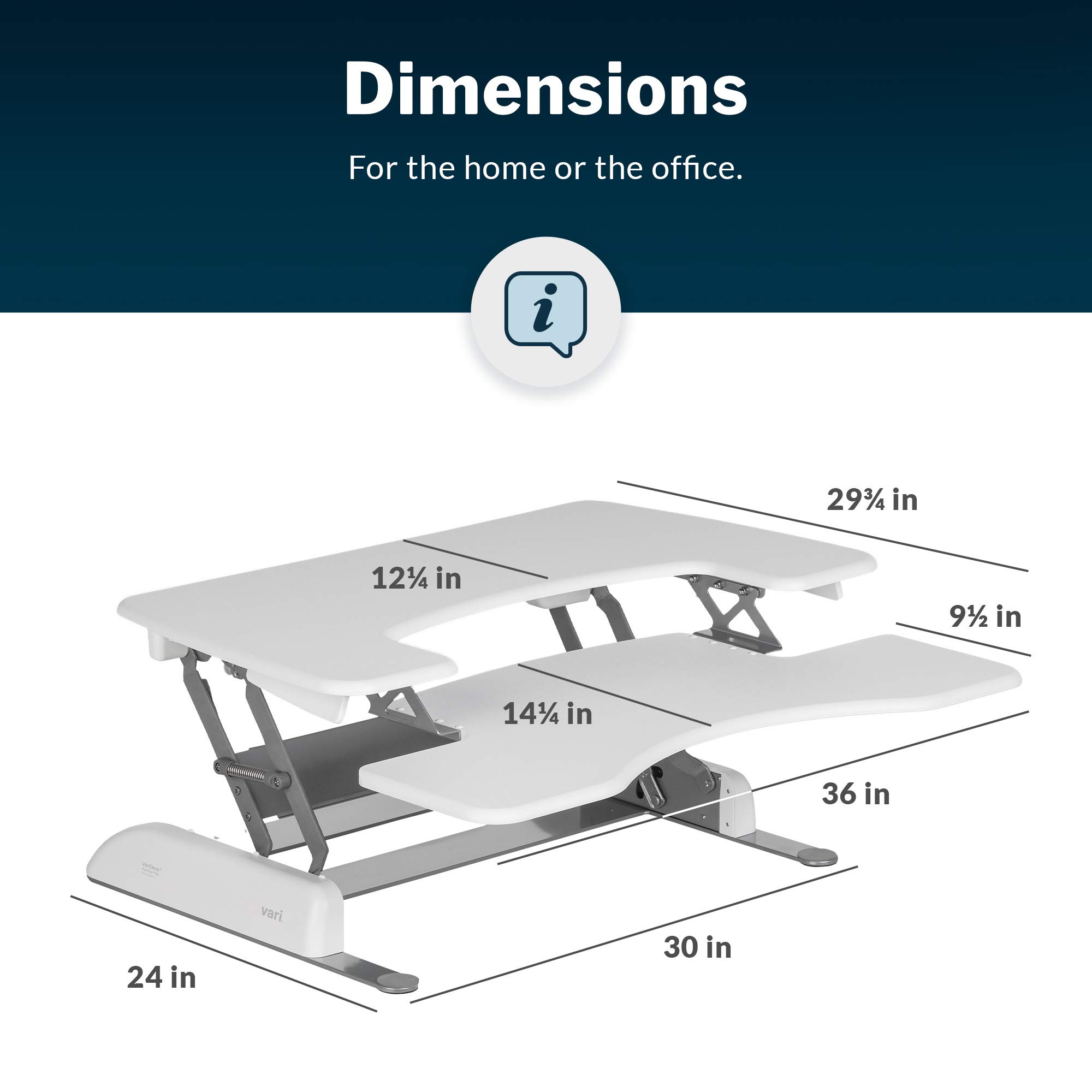 VariDesk Pro Plus 36 by Vari – Dual Monitor Standing Desk Converter ...