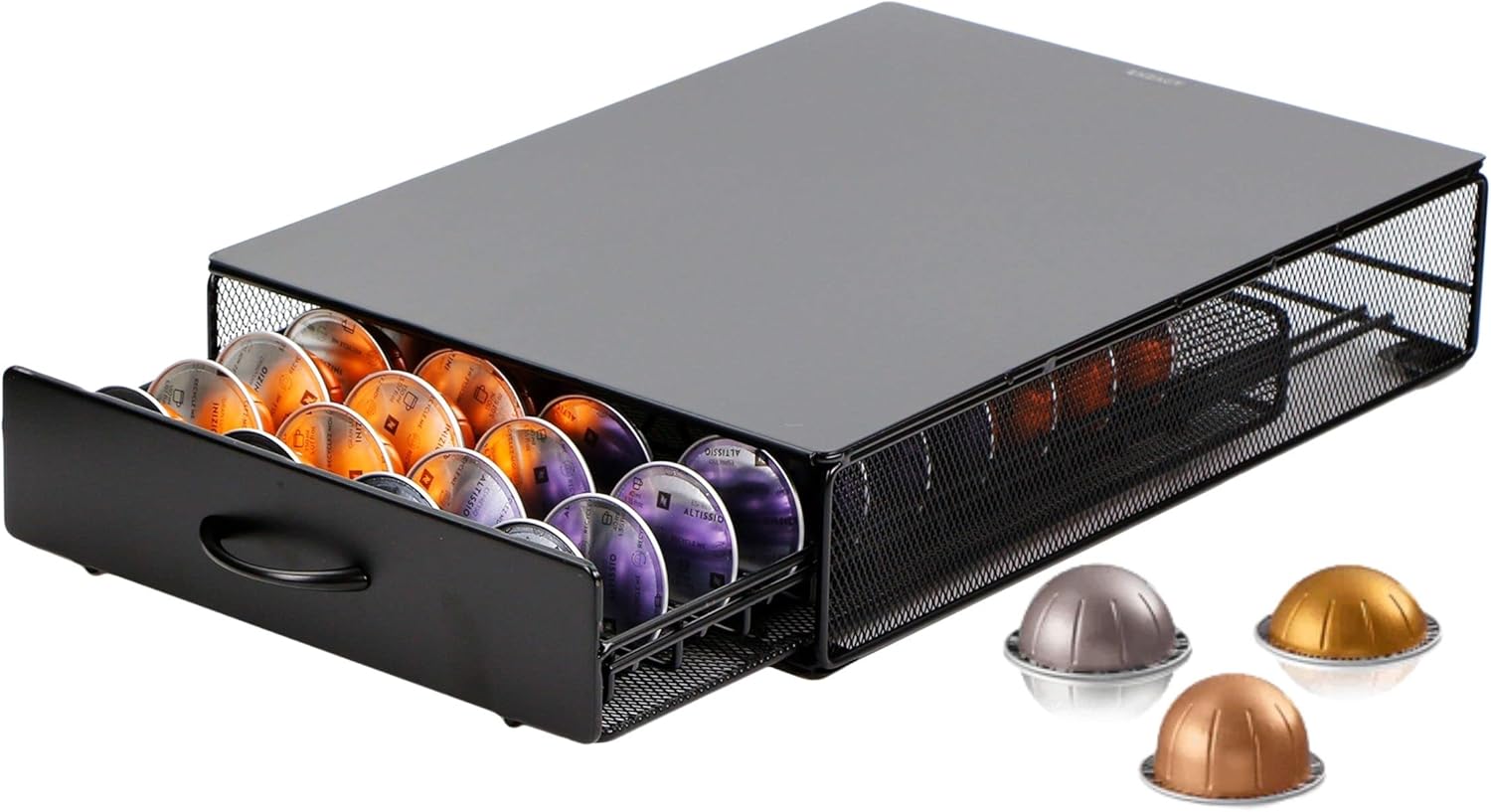 EXZACT Schubladen für Kaffeekapseln kompatibel mit Vertuo Kapseln Kapazität 40 Kaffeekapsel ...