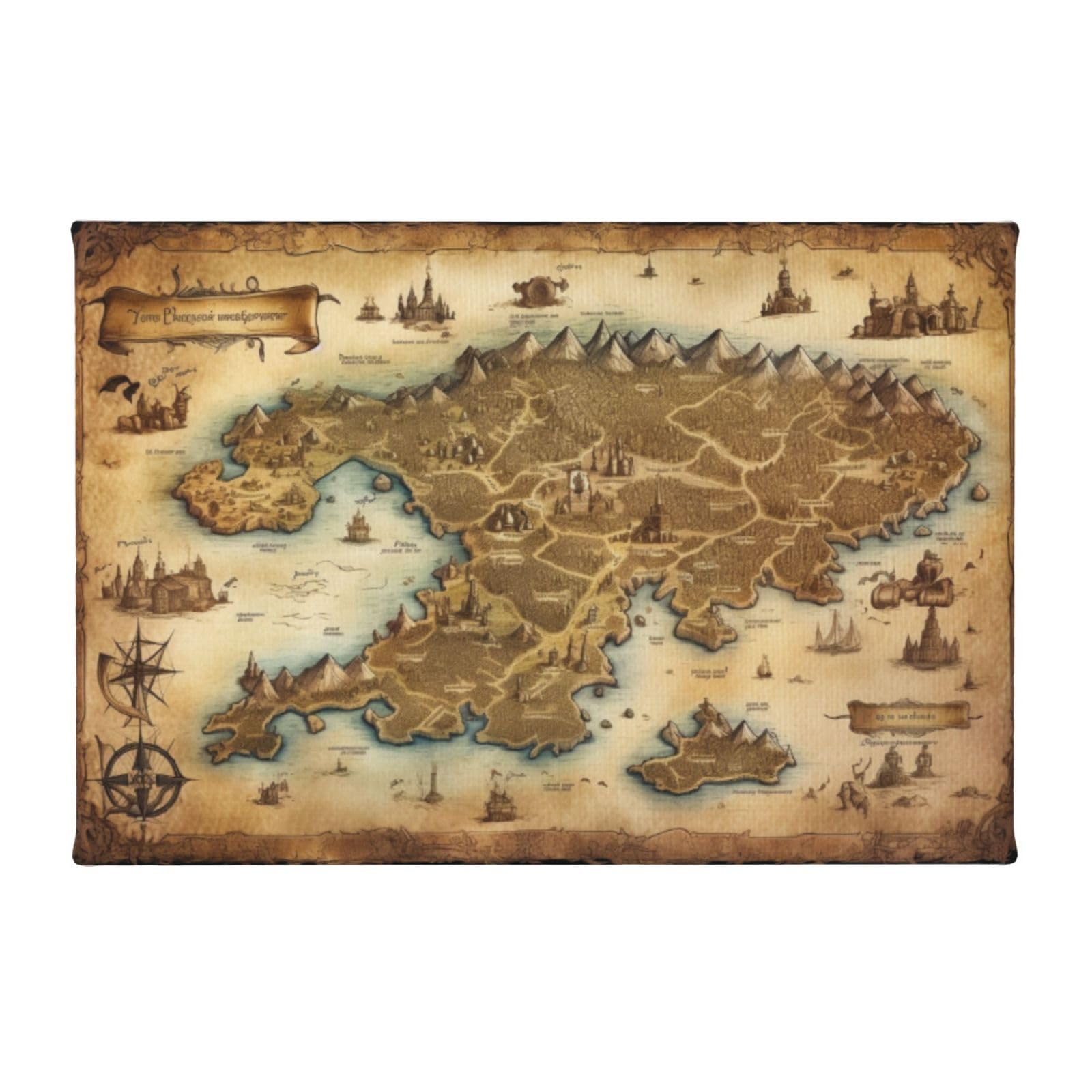 Amazon.com: MA6GE8DE Enchanting Fantasy World Navigation Map Canvas ...