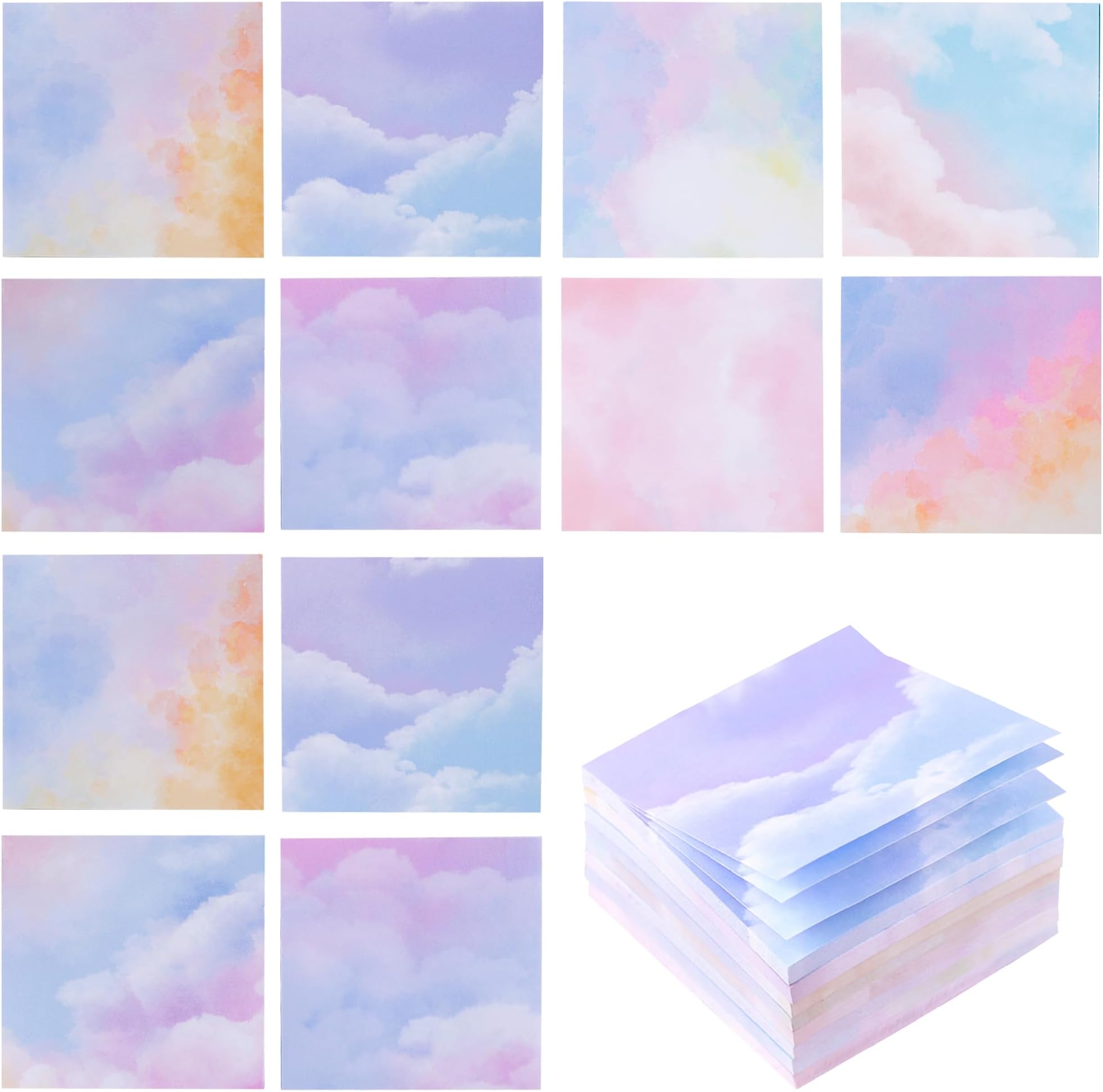 Roosea Pack of 12 Pastel Sticky Notes, 80 x 80 mm Sticky Notes ...