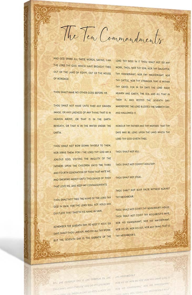 Amazon.com: Ten Commandments Wall Art Exodus 20 1-17 Bible Verse Wall ...