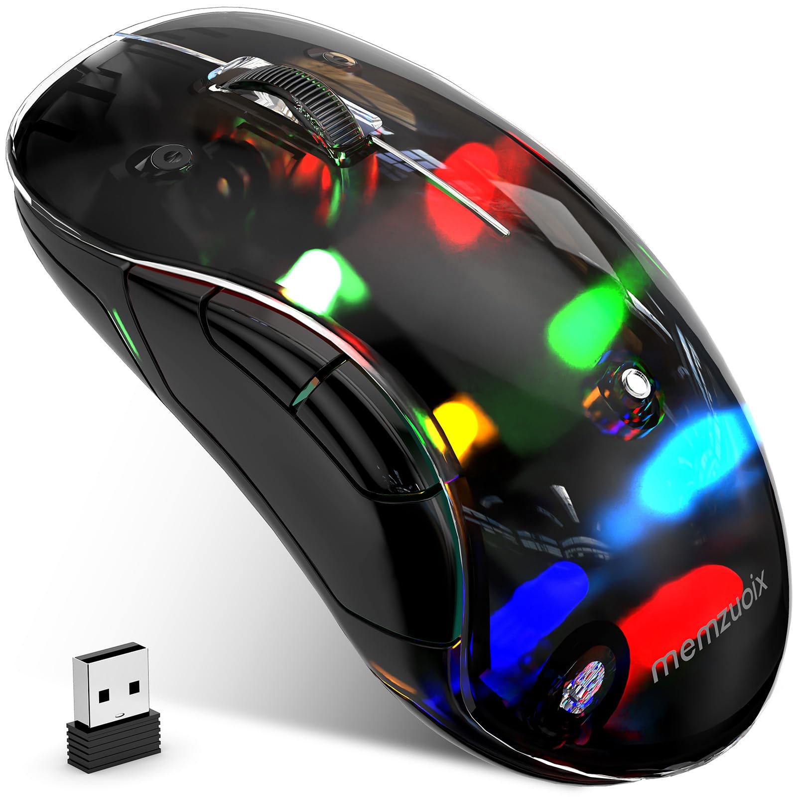 Amazon.com: memzuoix 2.4G LED Wireless Mouse, Rechargeable Ergonomic ...