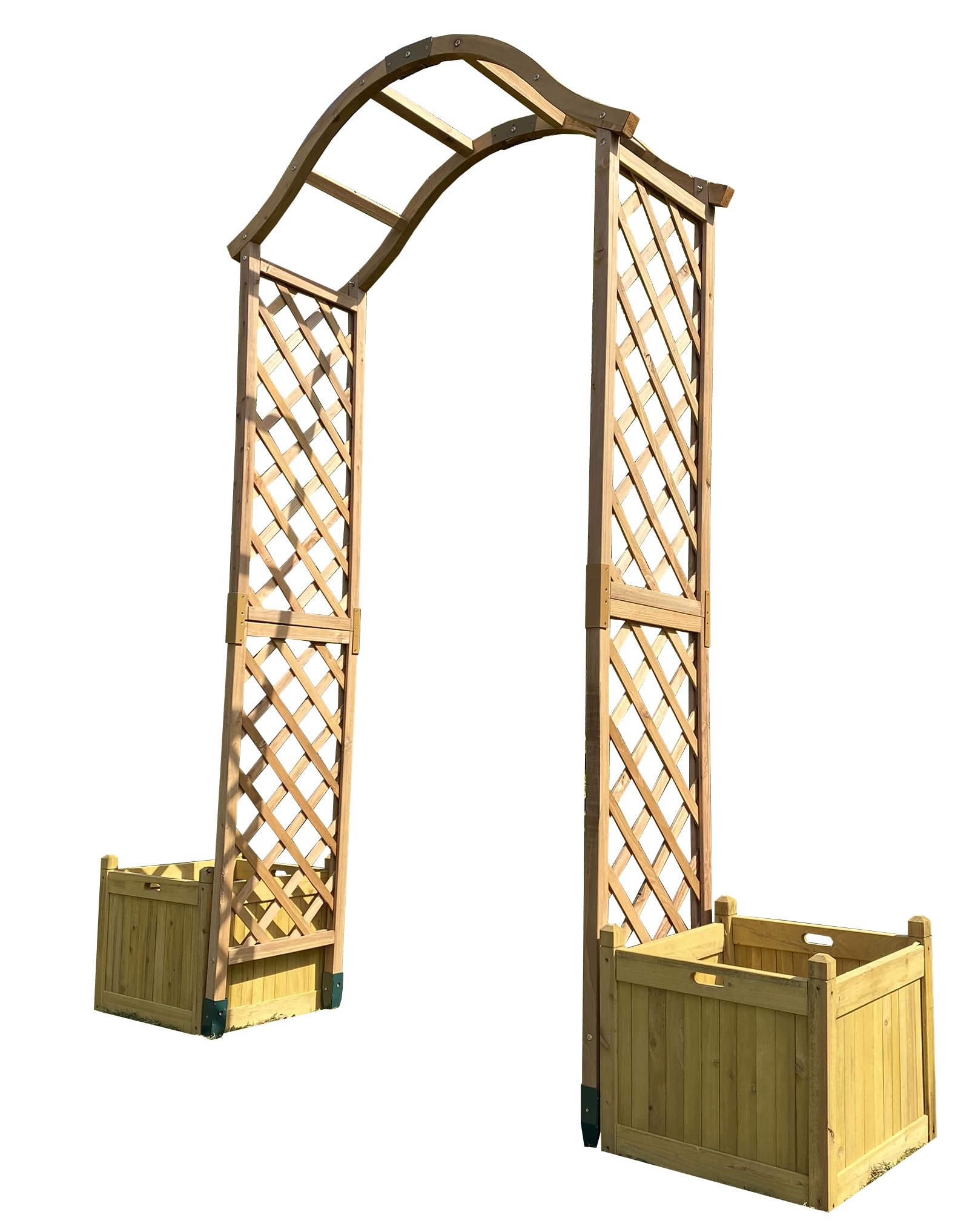 Wooden Arch with Pair of Garden Planters and Ground Spikes (Tan) : Amazon.co.uk: Garden