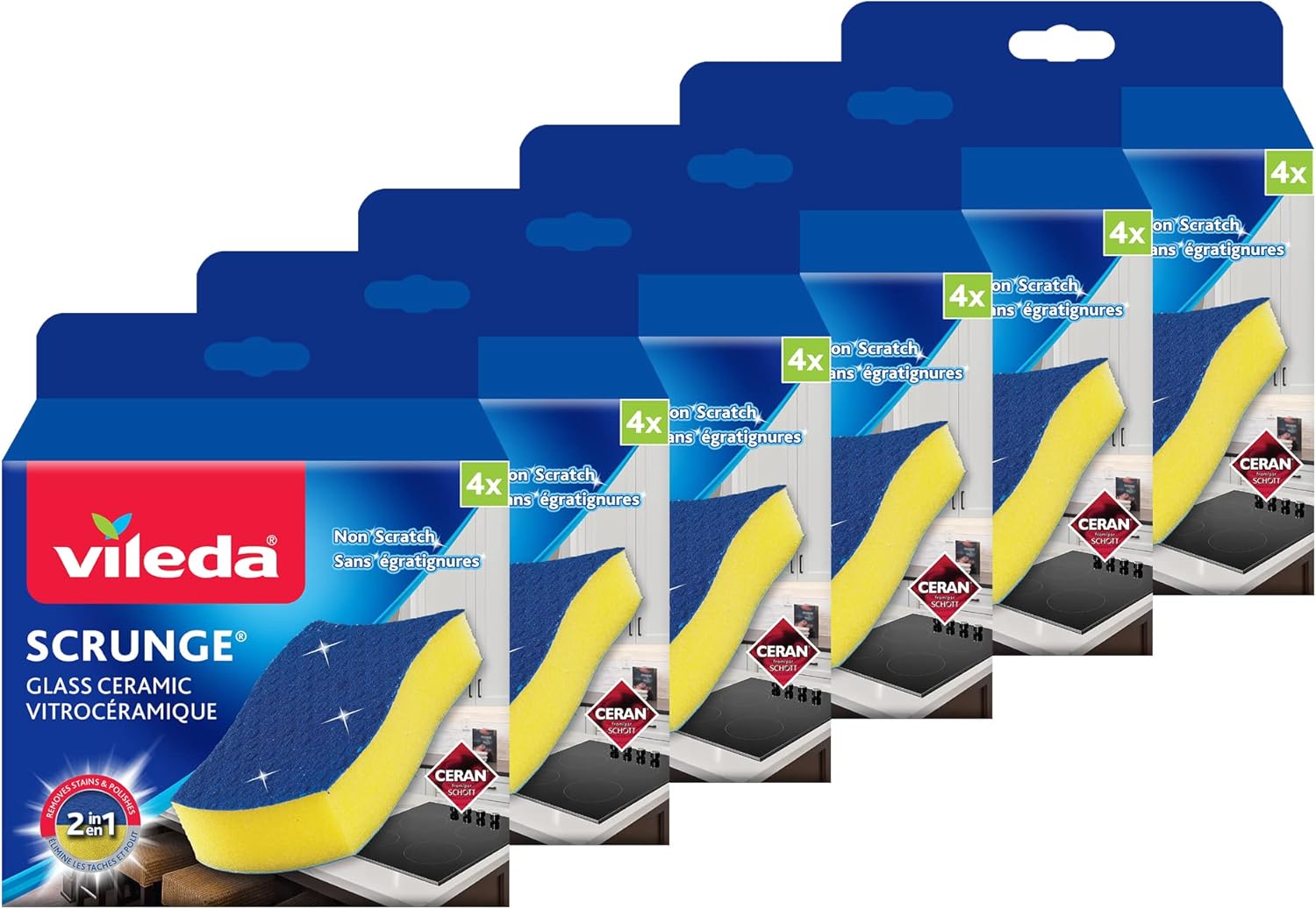 Vileda Scrunge Glass Ceramic Stovetop No-Scratch Scrub Sponge (Pack of ...