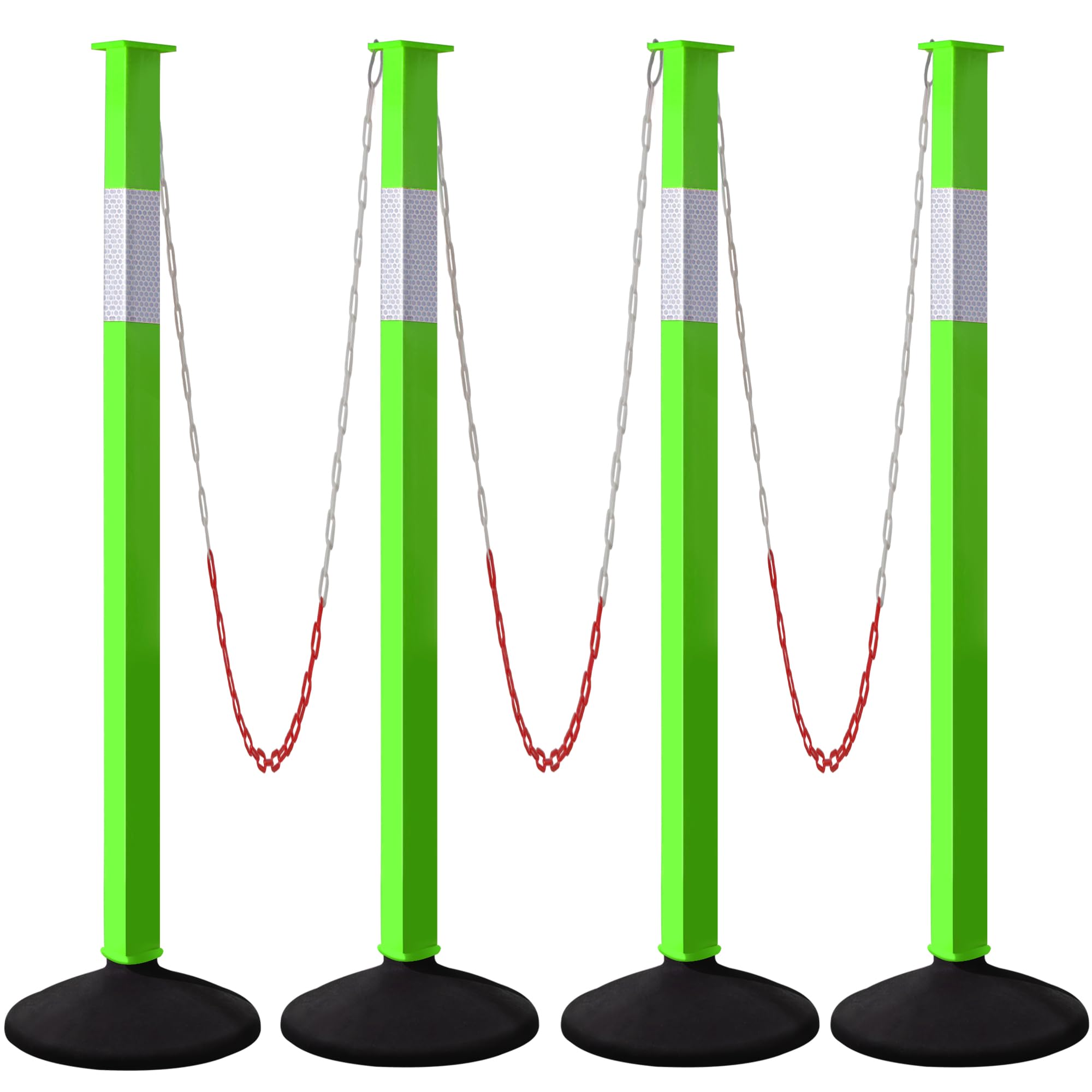4 Pack Traffic Delineator Post Cones with Weighted Base & Reflective ...