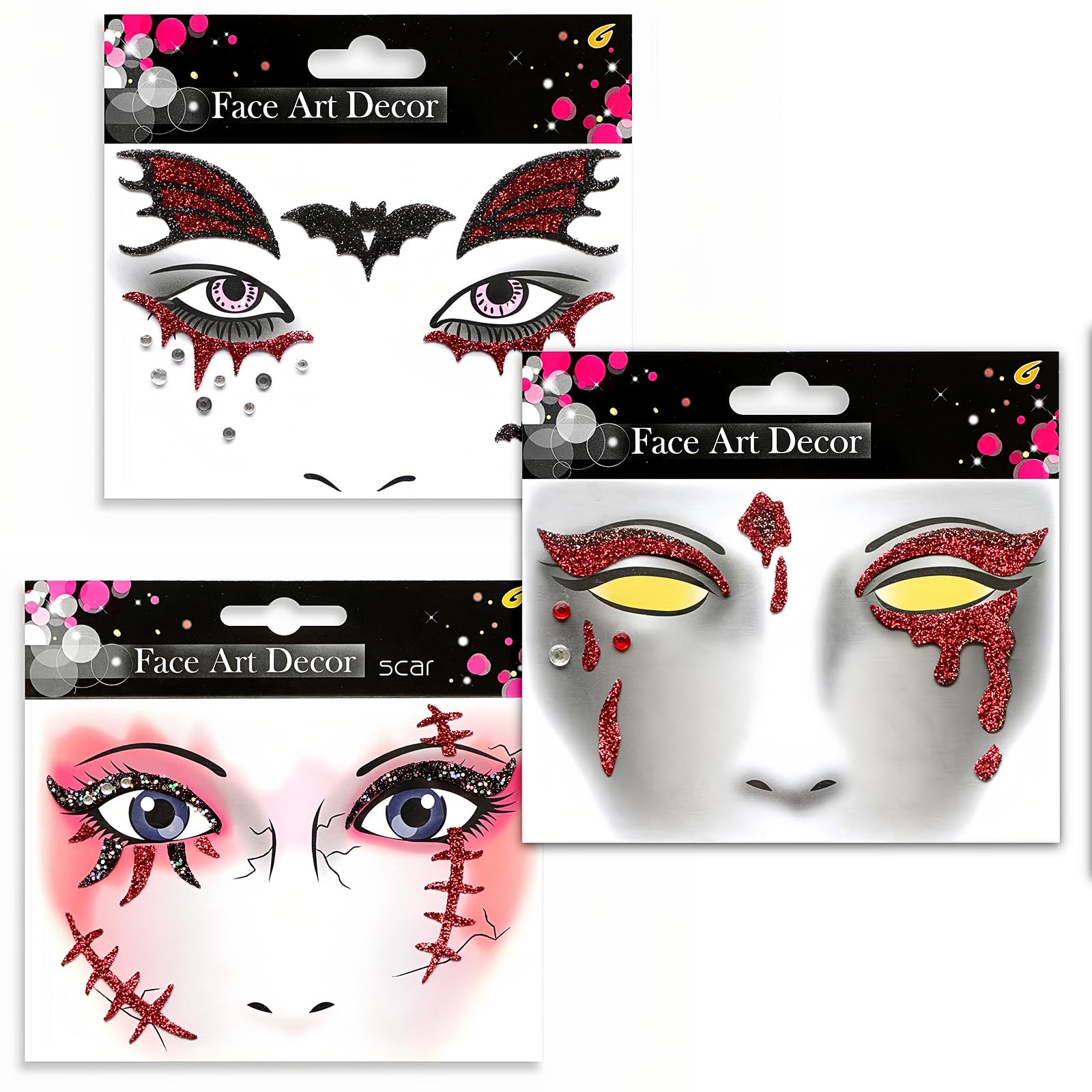 Amazon.com : Halloween Cosplay Face Jewels Vampire Blood Costume ...
