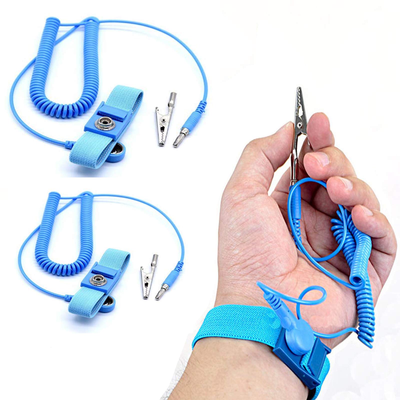 ESD Anti Static Wrist Straps 2 Pack -Reusable Anti-Static Wrist Straps ...