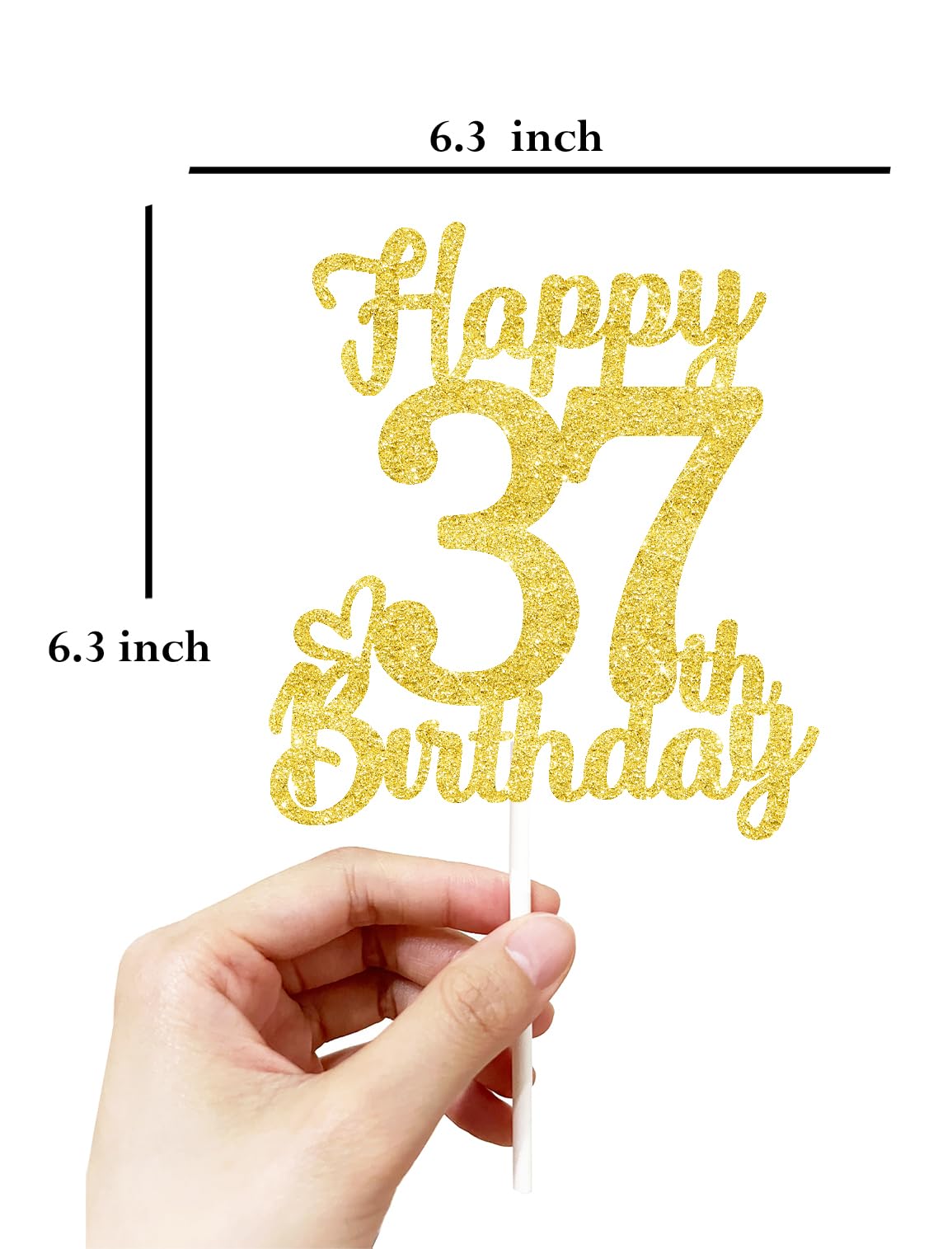 Snapklik.com : 37 Birthday Cake Toppers-Gold Glitter, 37th Cake Topper ...