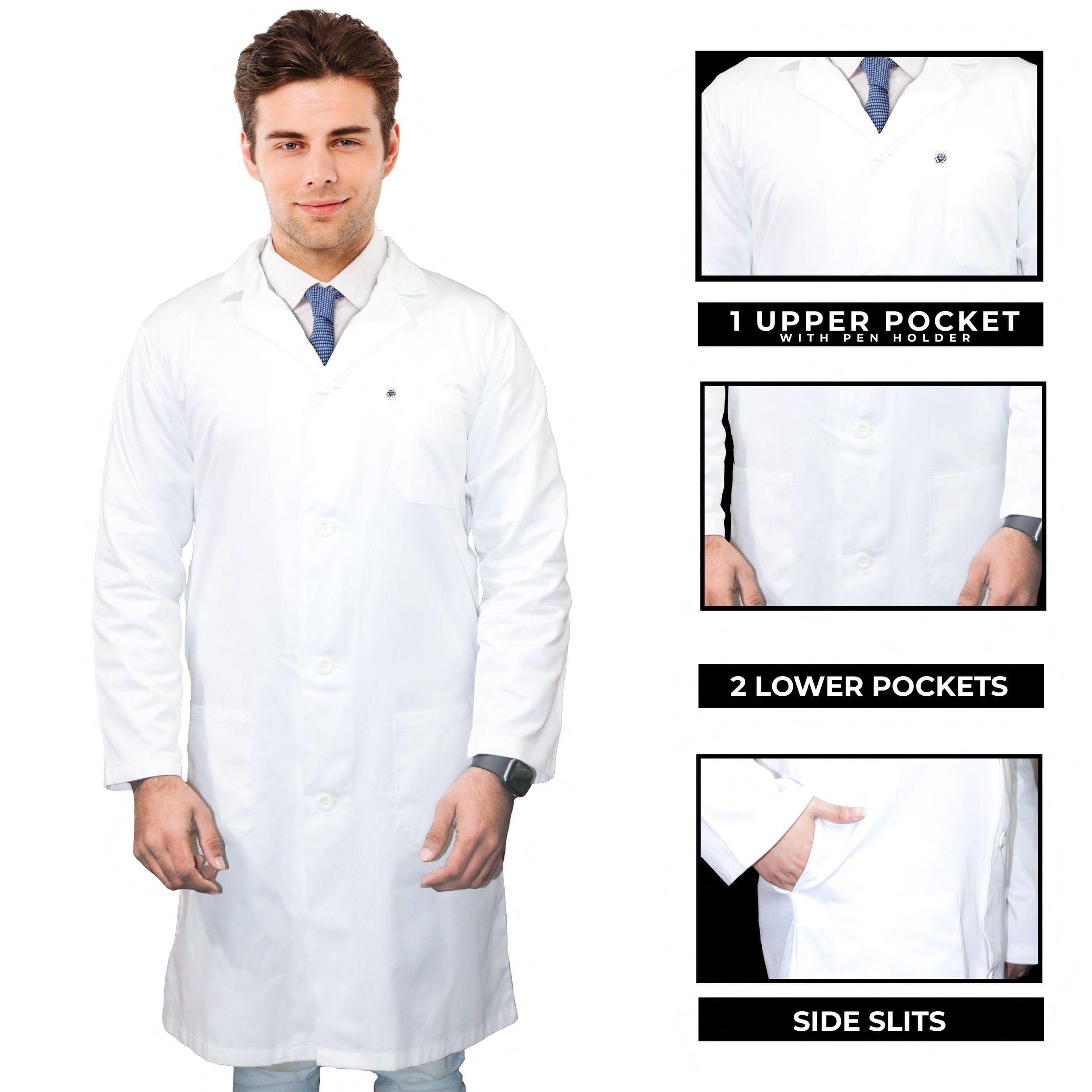 Snapklik.com : DR Uniforms Unisex Lab Coats - 100% Cotton - Sanforized ...