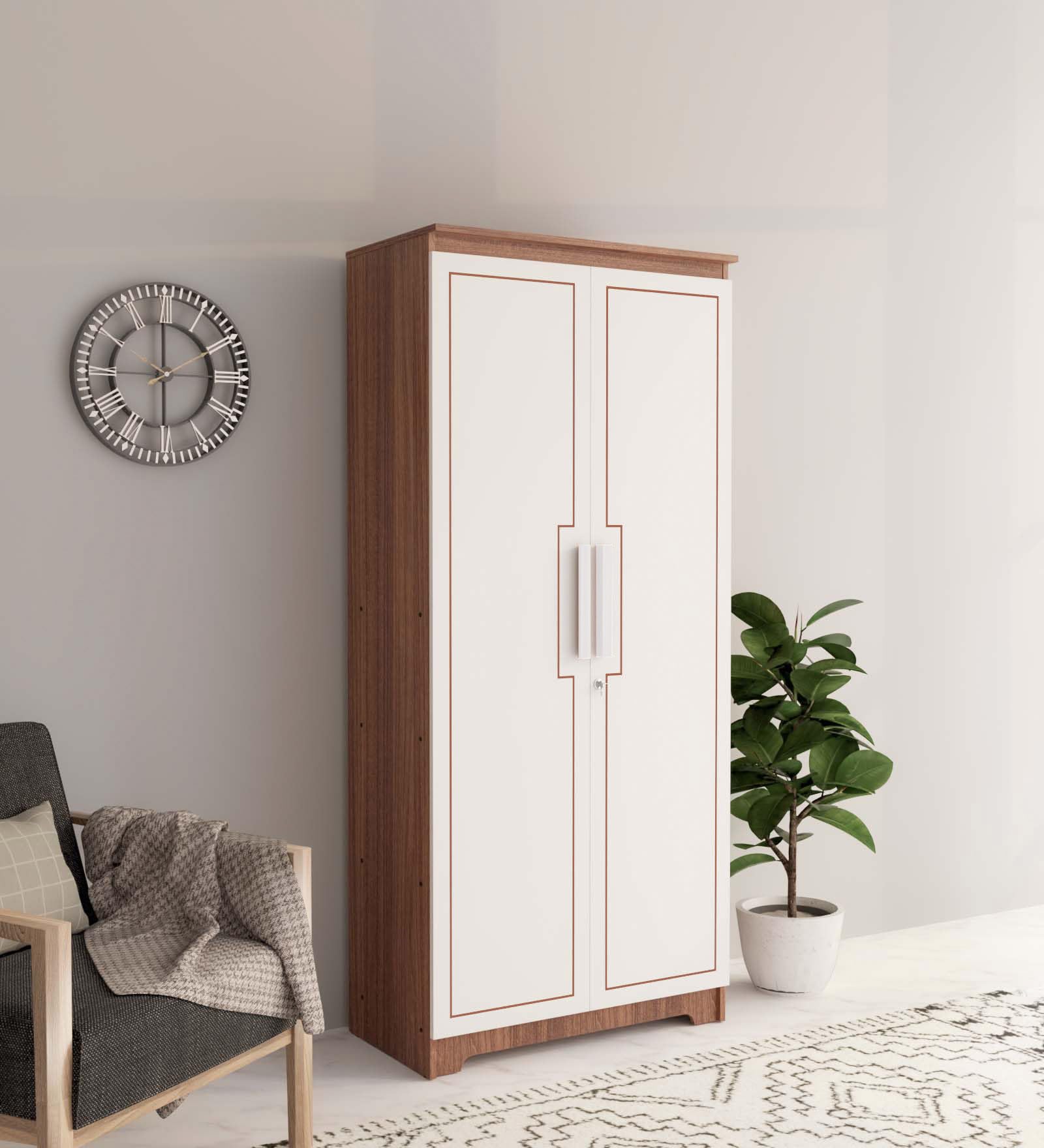 COUCH CULTURE Amber 2 Door Delight Engineering Wooden Wardrobe Almirah ...