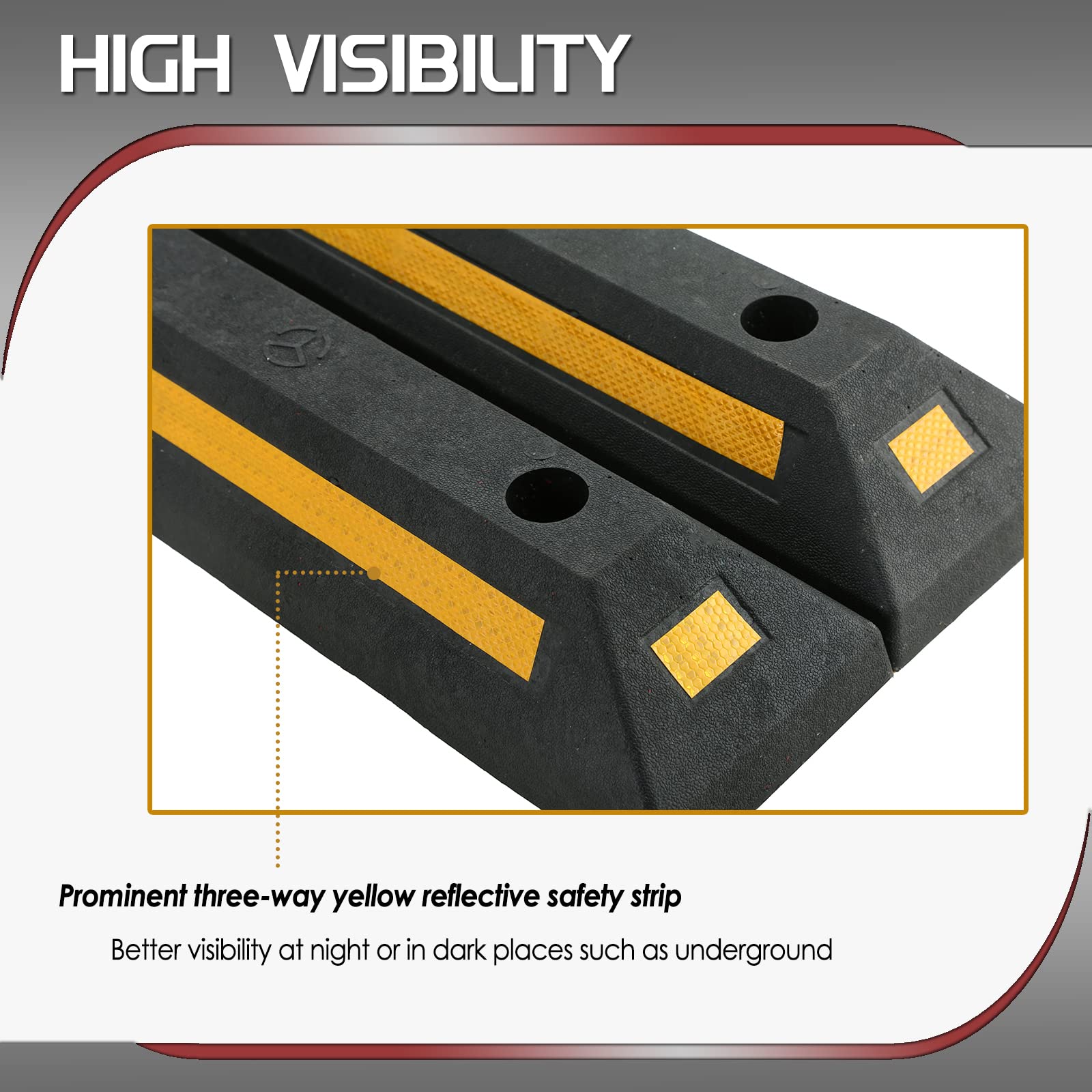 ATPEAM Rubber Curb Vehicle Floor Stopper Heavy Duty 2 Pack Black ...