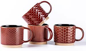 Amazon.com: GBHOME 6 OZ Stackable Coffee Mugs, Ceramic Coffee Mugs with ...
