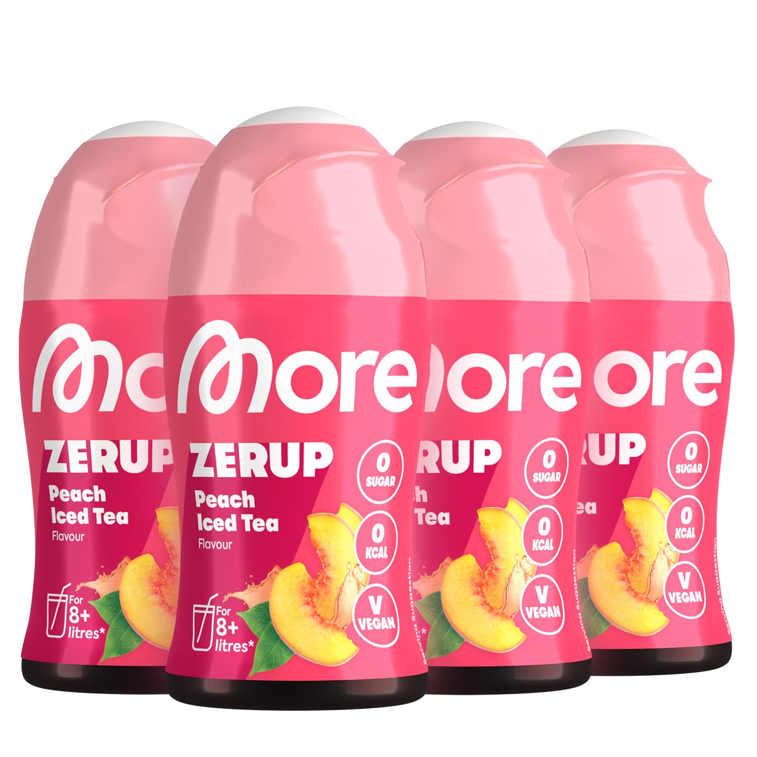 MORE Zerup, Peach Iced Tea, 4 x 65 ml, für bis zu 32 l Fertiggetränk ...
