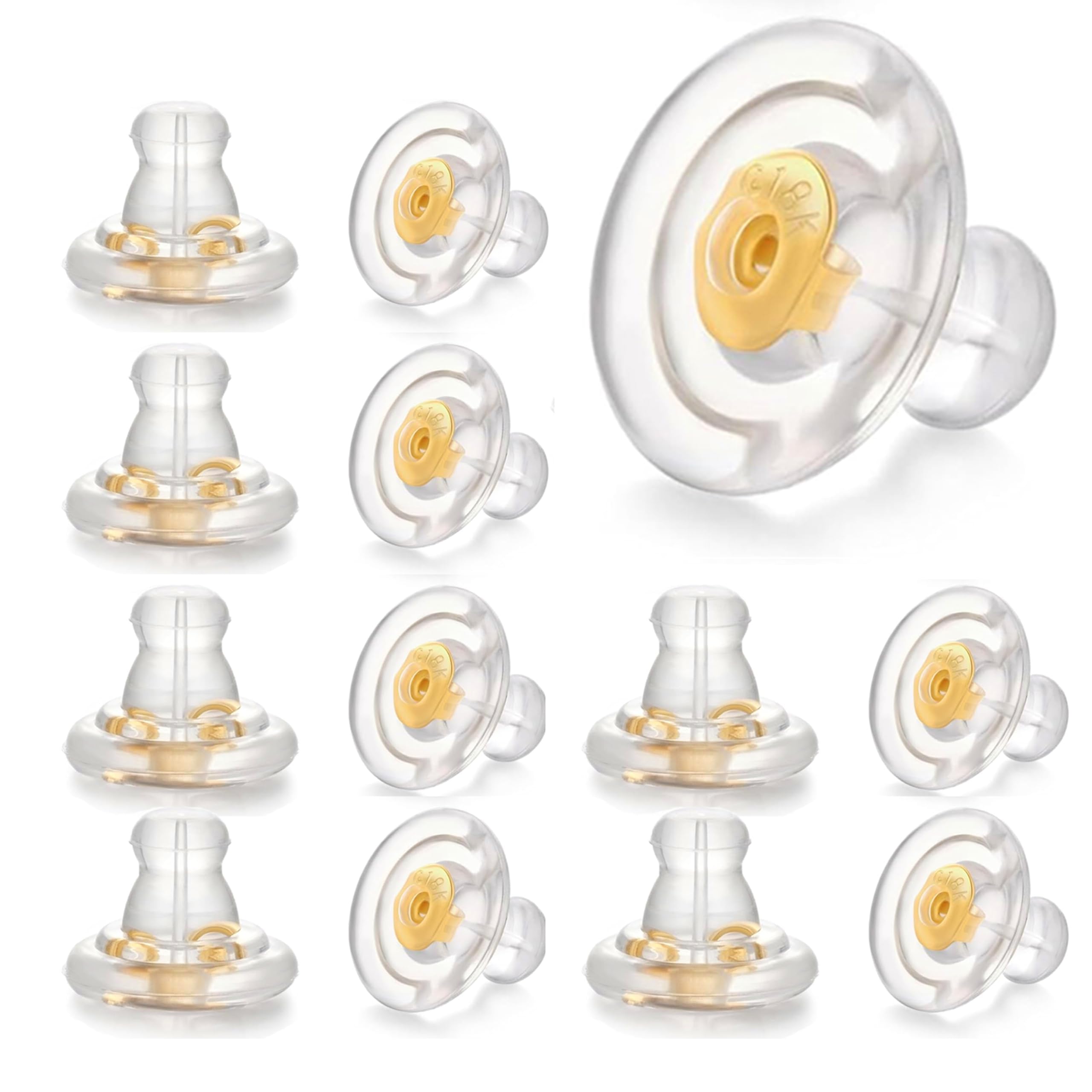 Amazon.com: Silicone Earring Backs, 18K Gold Secure Locking Design for ...