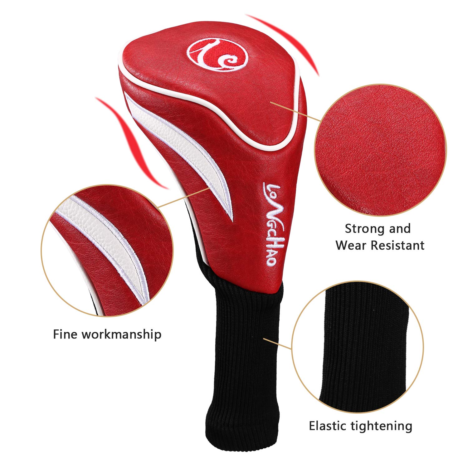 Snapklik.com : LONGCHAO Golf Head Covers 3pcs Set, Driver Fairway Wood ...
