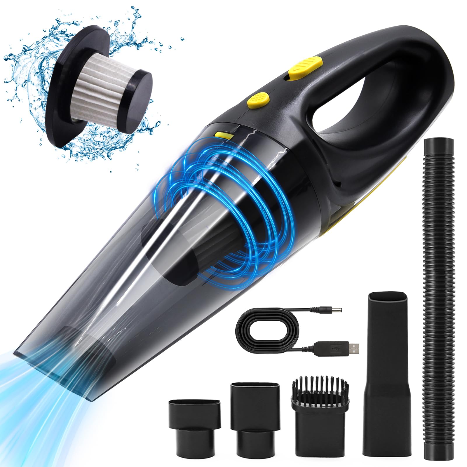 PQETBV Wireless Handheld Vacuum Cleaner, USB Rechargeable Wireless ...