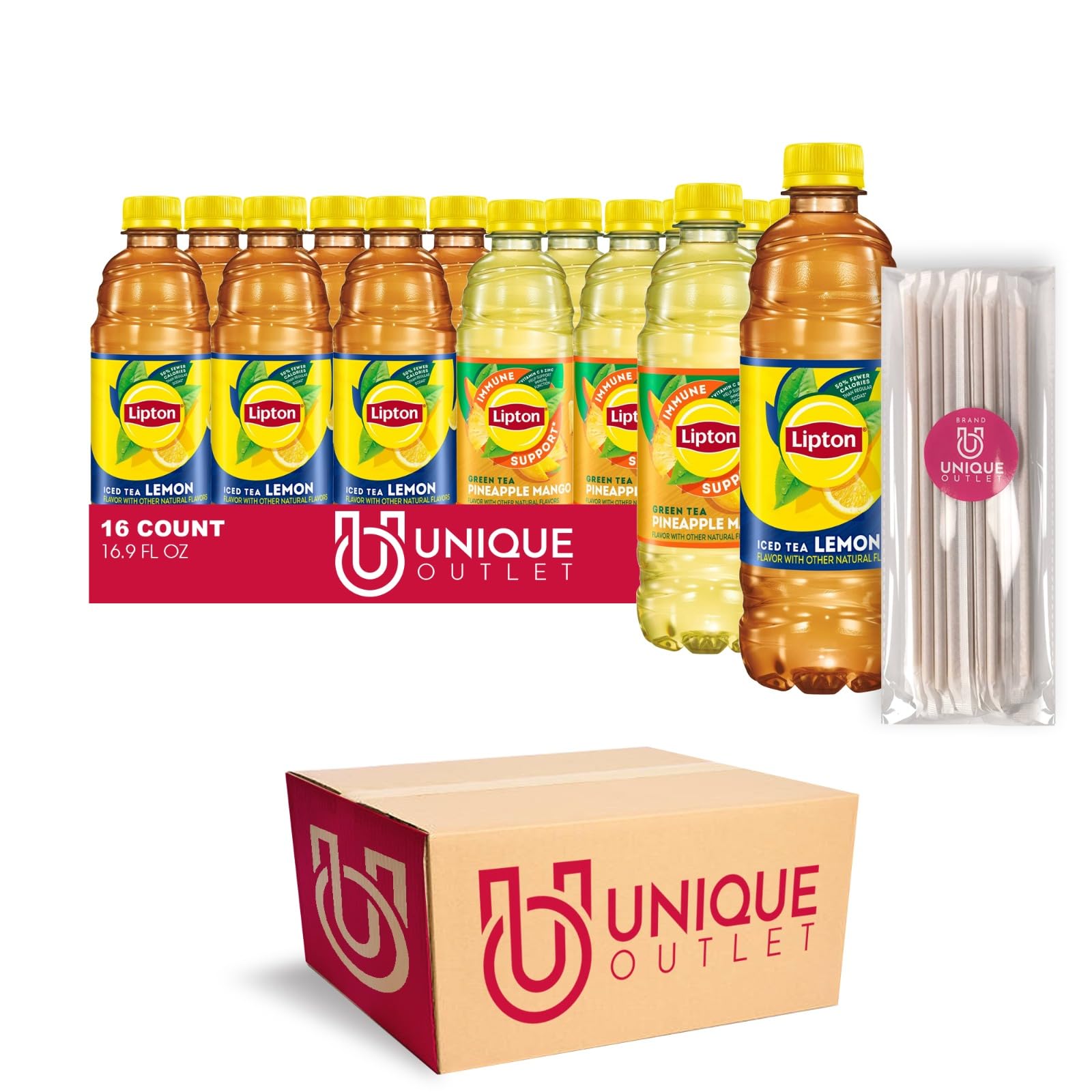 Amazon.com : Lipton Pack 8 Lemon + 8 Pineapple-Mango Iced Tea Plastic ...