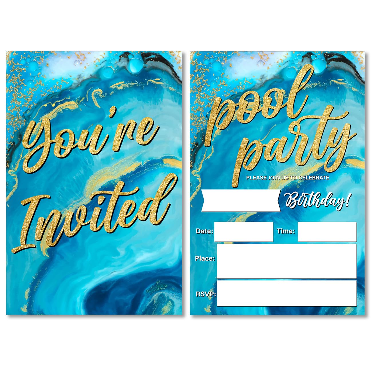 Amazon.com : Soiceu Pool Birthday Party Invitations with Envelopes Set ...