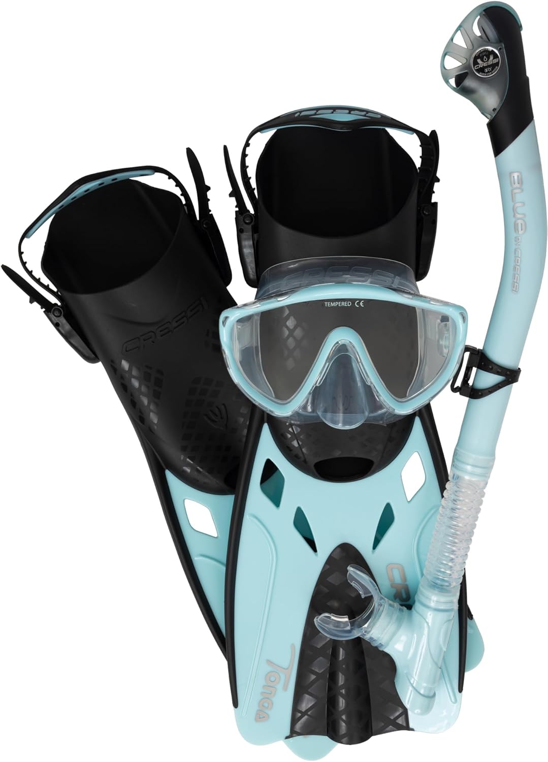 Cressi Snorkeling Set- Short Adjustable Fins, Silicone Mask, and Dry ...