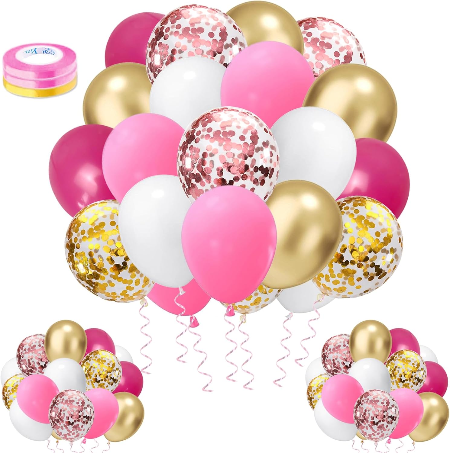 Amazon.com: 100 Pcs Gold Confetti Balloons Kit,12 Inch Metallic Pink ...