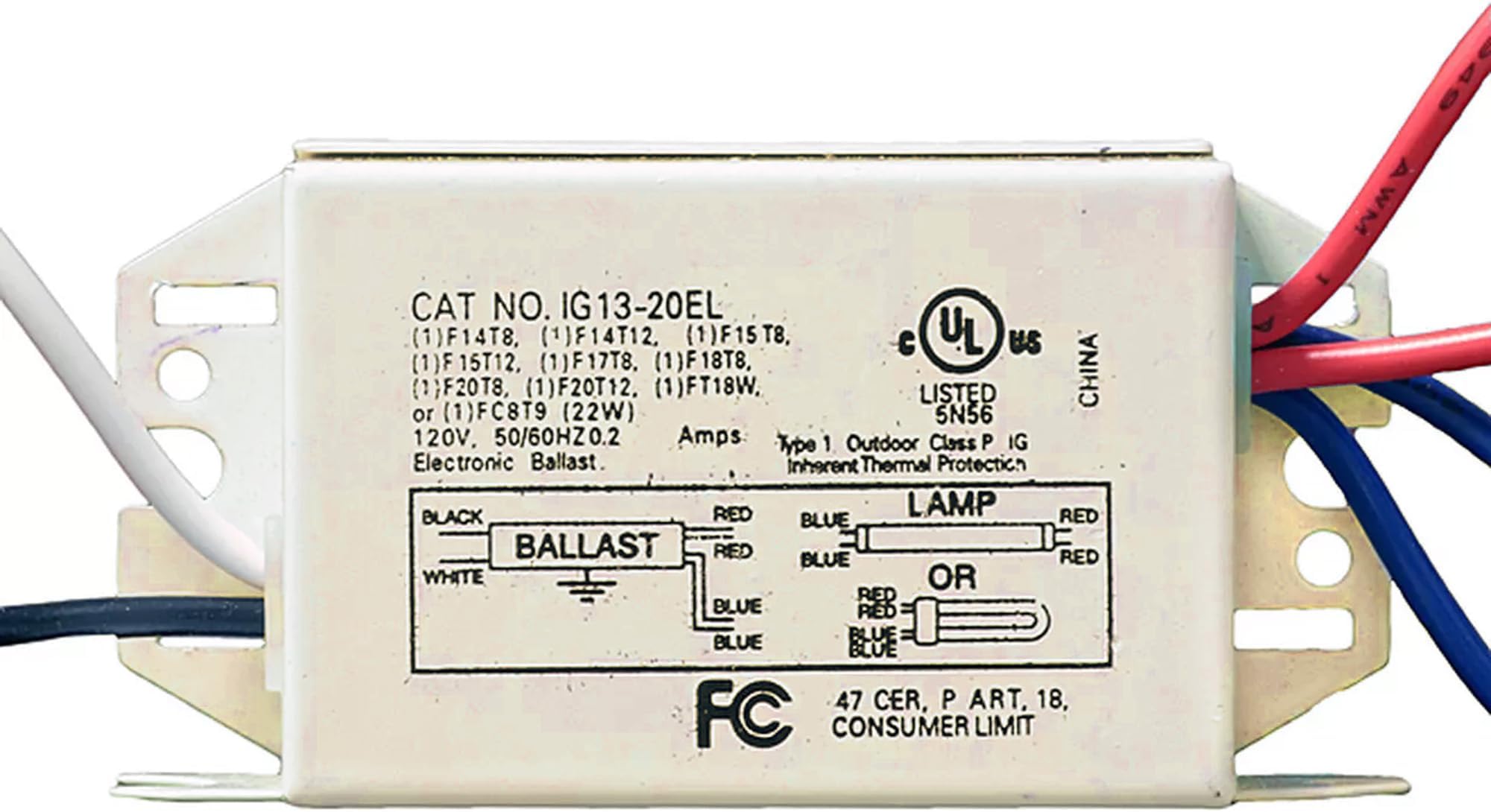 KastLite 1-Lamp Rapid Start Electronic Ballast | 120V 50/60Hz T8/T12 ...